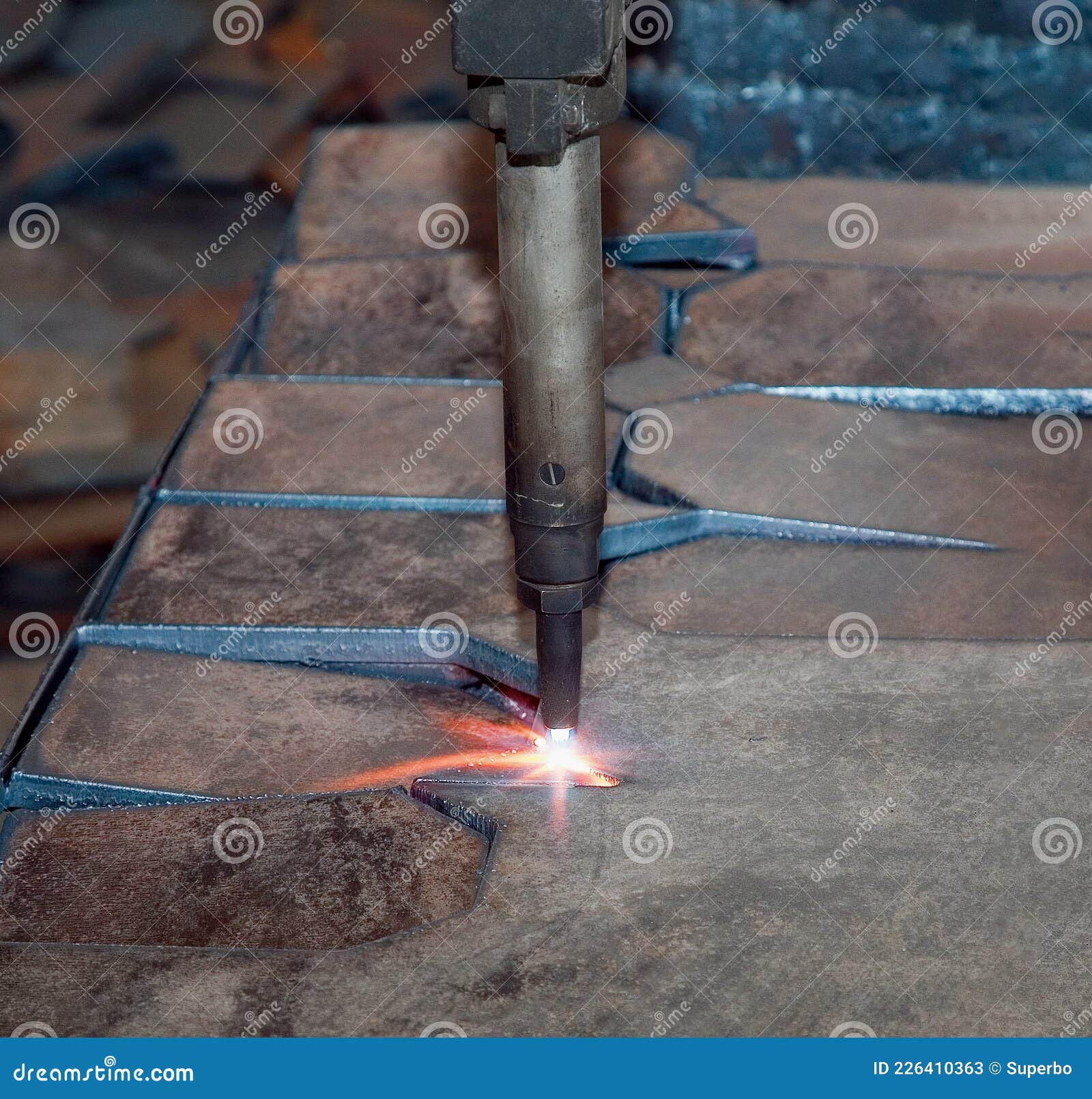Metal Cutting Process, Plasma Cutting Machine Stock Image - Image of ...