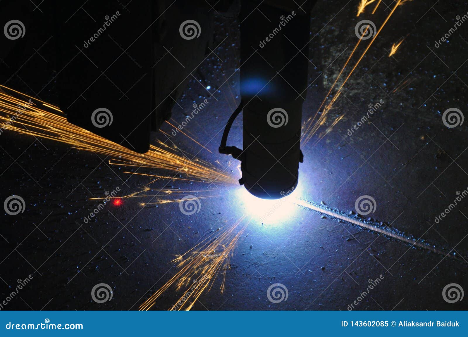 Metal Cutting Process Using Plasma Cutting Machine Stock Image - Image ...