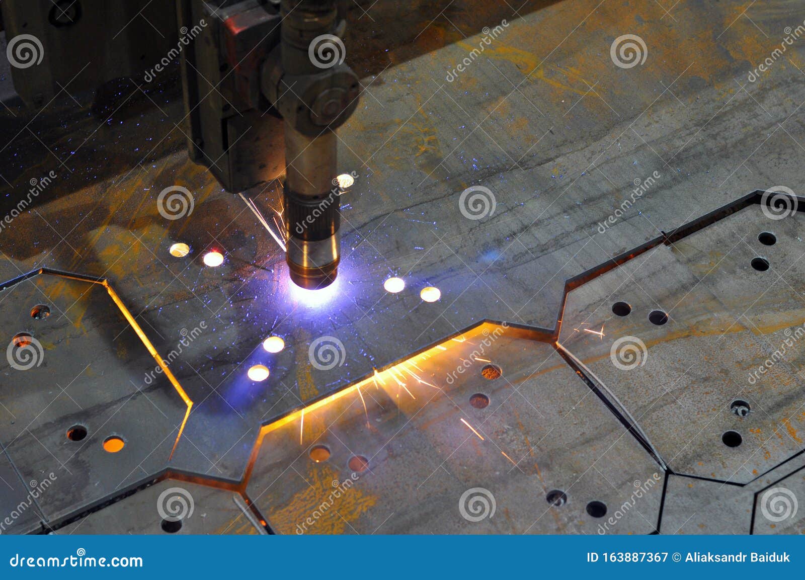 Metal Cutting. the Process of Cutting Metal Using Plasma Cutting Stock ...