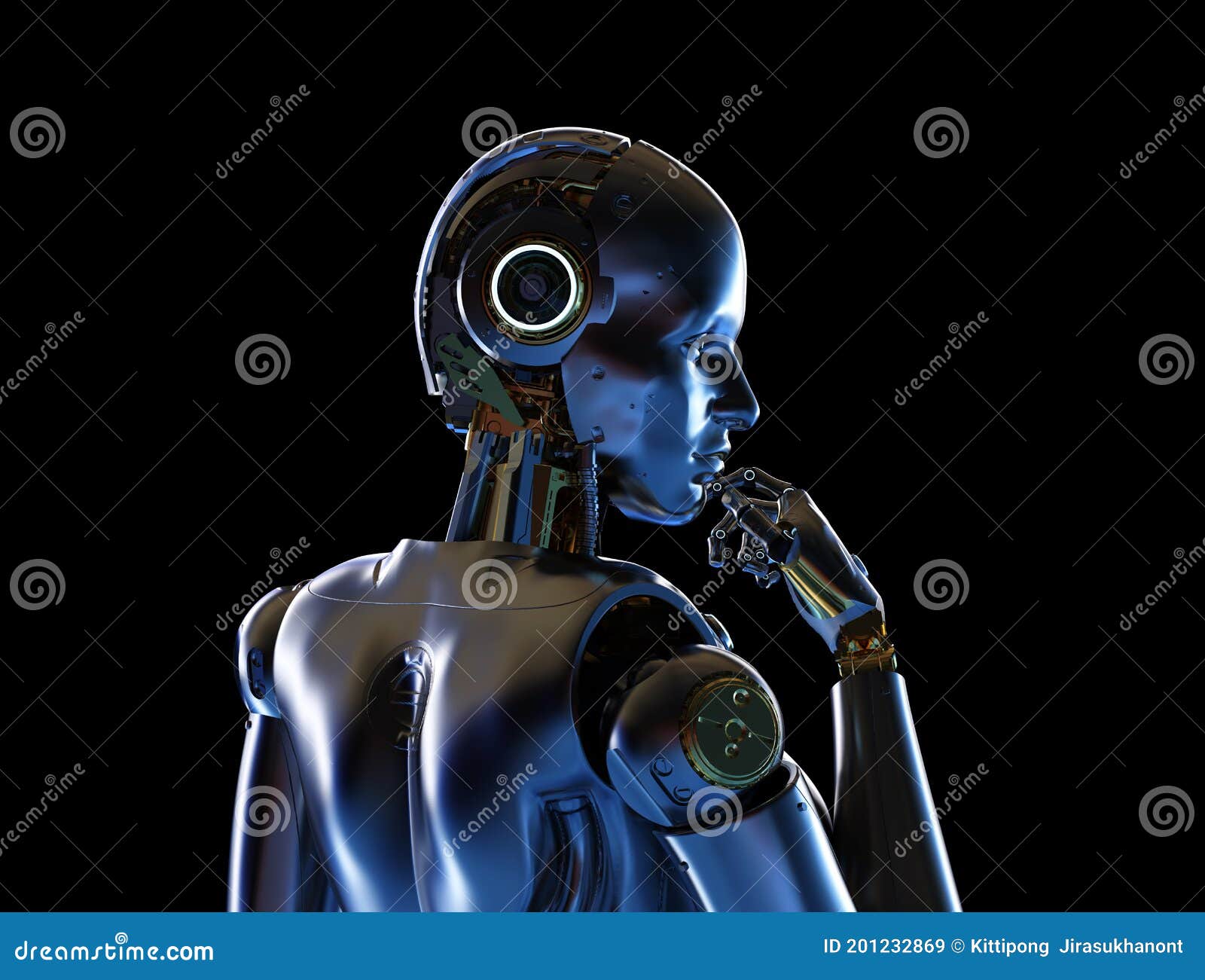 Metal cyborg or robot stock illustration. Illustration of black - 201232869