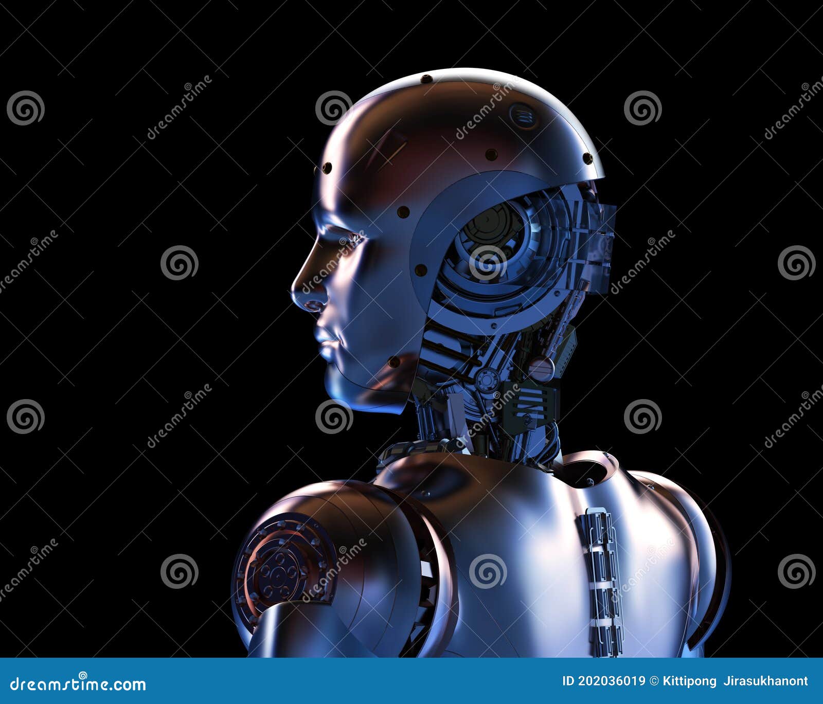 Metal cyborg or robot stock image. Image of polish, reflection - 202036019