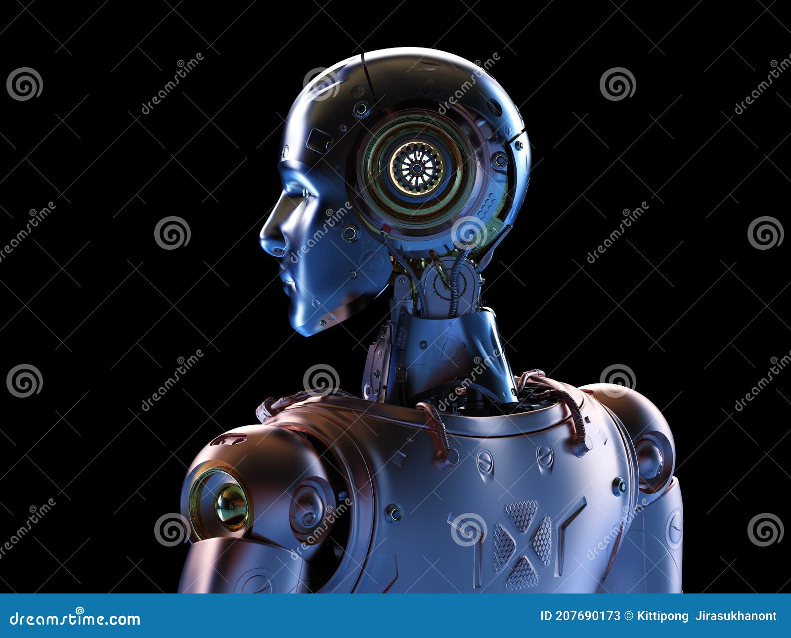 Metal cyborg or robot stock illustration. Illustration of automation ...