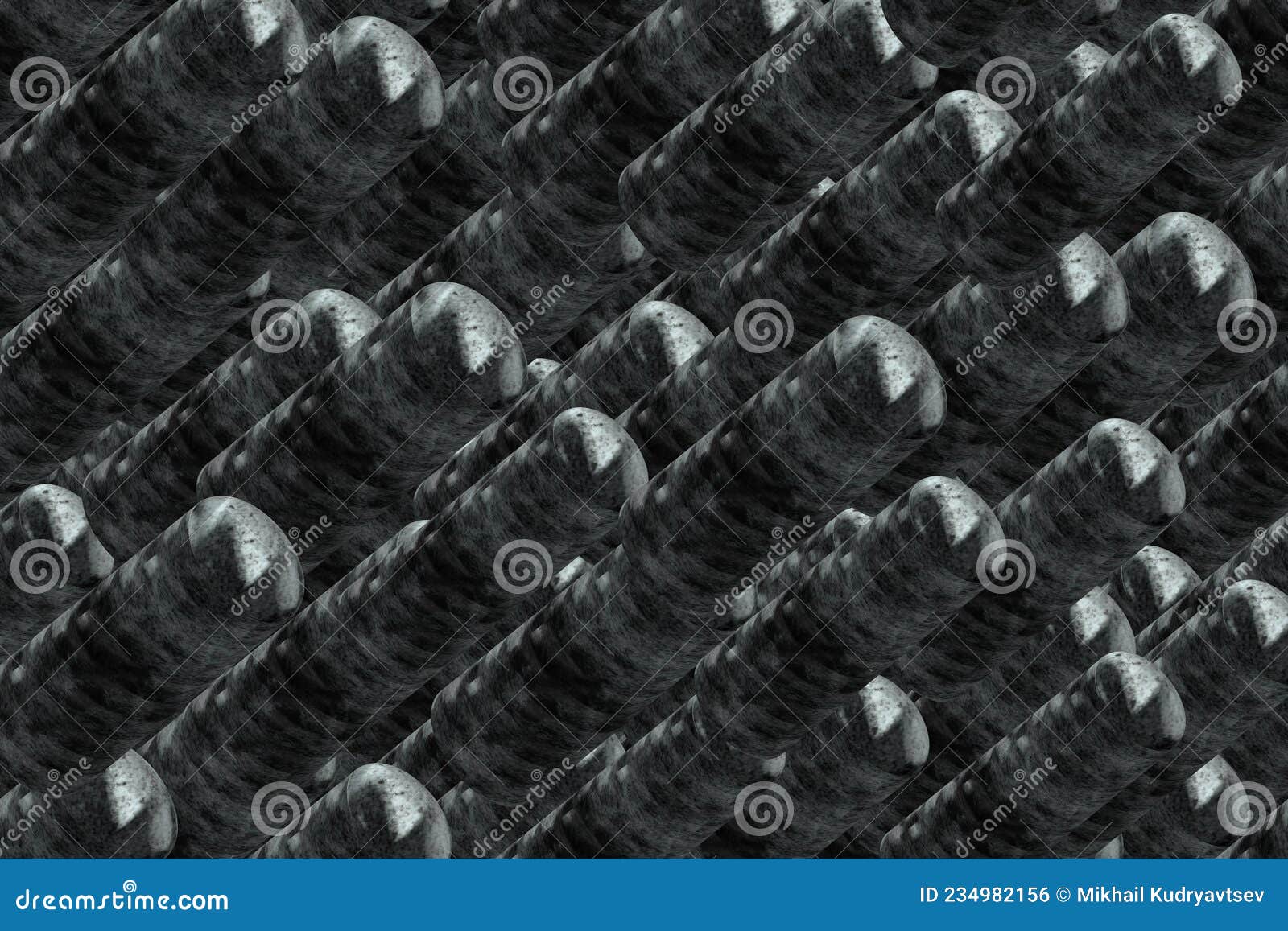 Metal Cylinders Seamless Pattern, 3D Illustration Background Stock ...
