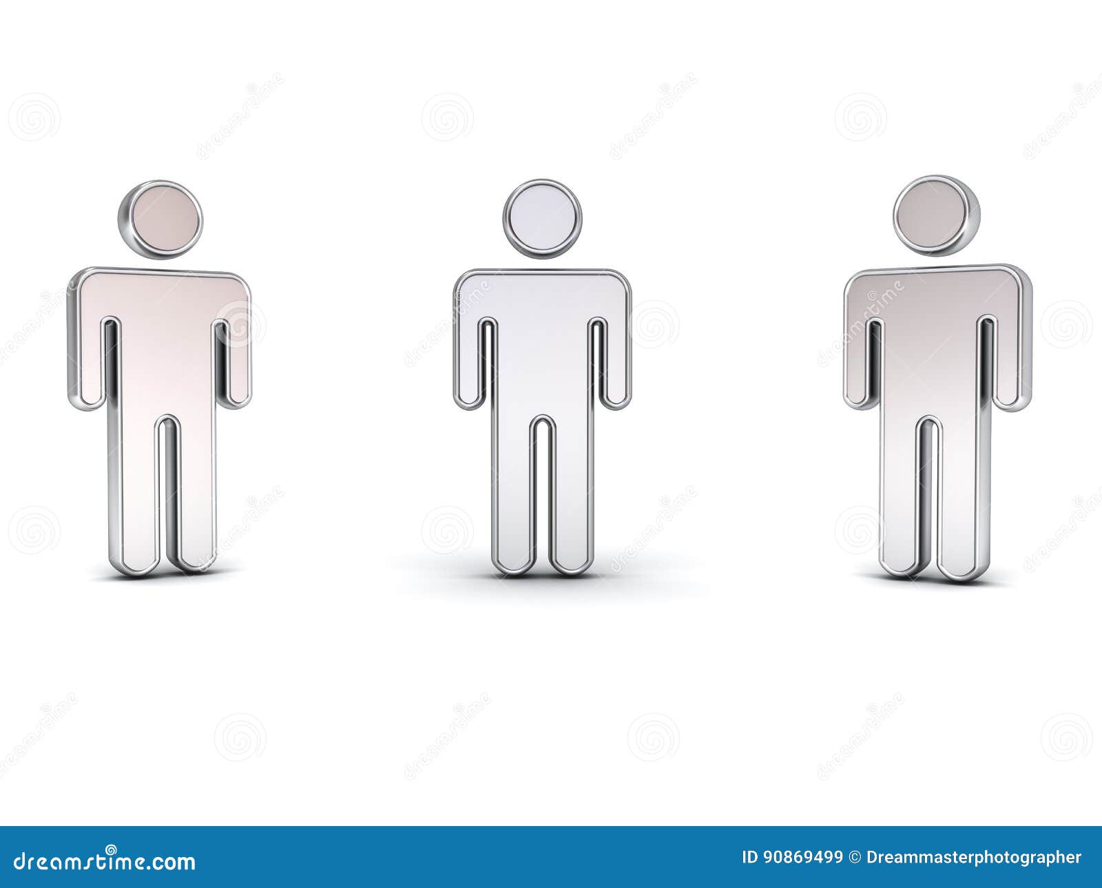 Metal 3d Man Symbol with Three Different View Angles Isolated on White ...