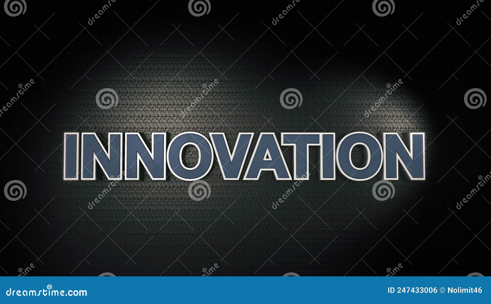 Metal 3D Text Innovation with Reflection Stock Illustration ...