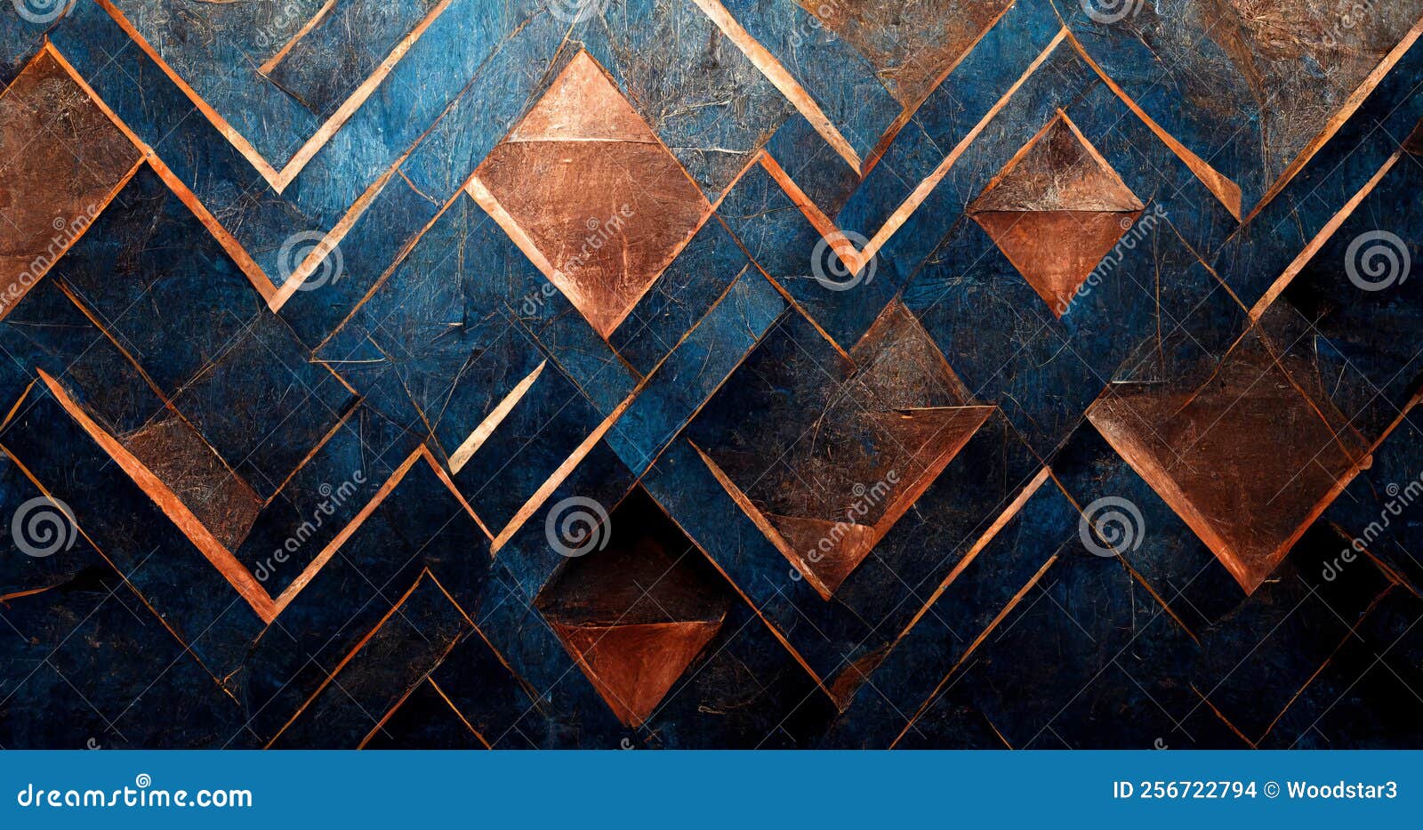 Metal Dark Blue Tile with Copper Geometric Ornament Stock Illustration ...