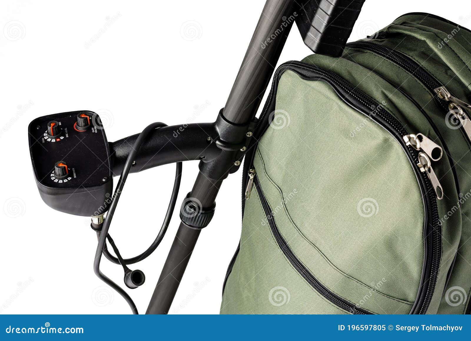Metal Detector and Backpack Isolated on White Stock Image - Image of ...