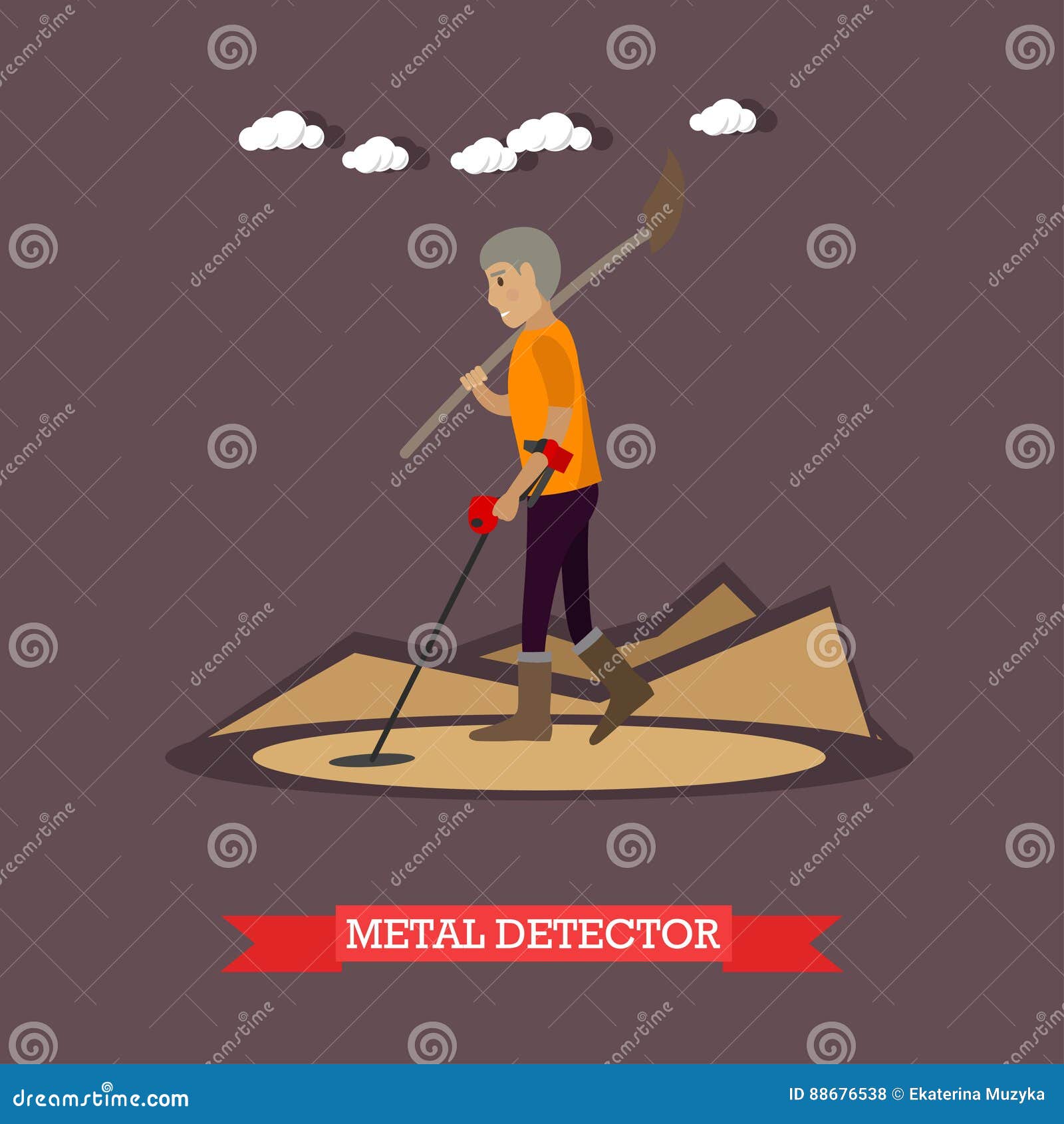 Metal Detector Concept Vector Illustration in Flat Style Stock Vector ...