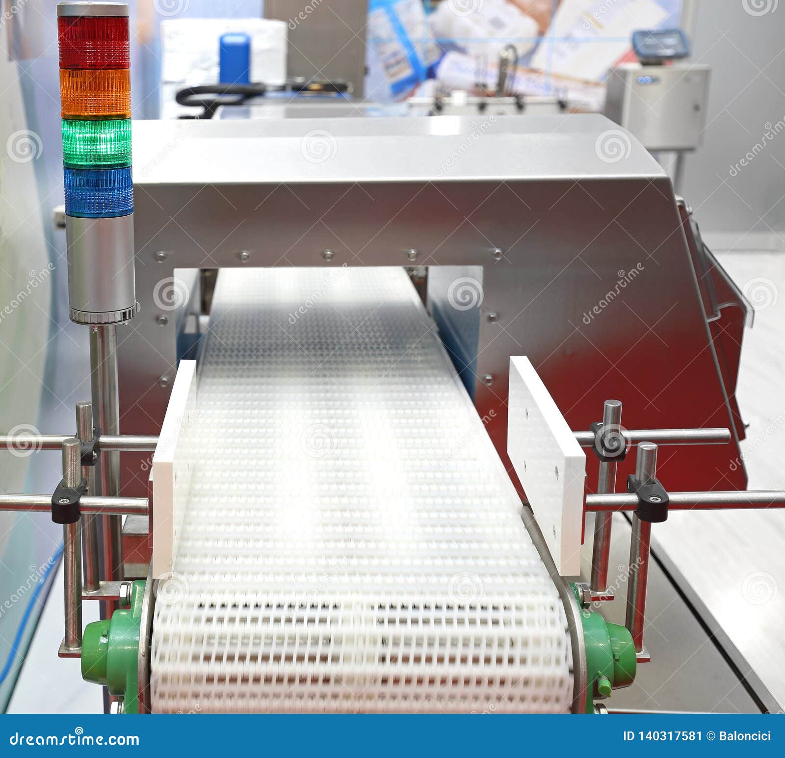 Metal Detector Conveyor stock image. Image of factory - 140317581