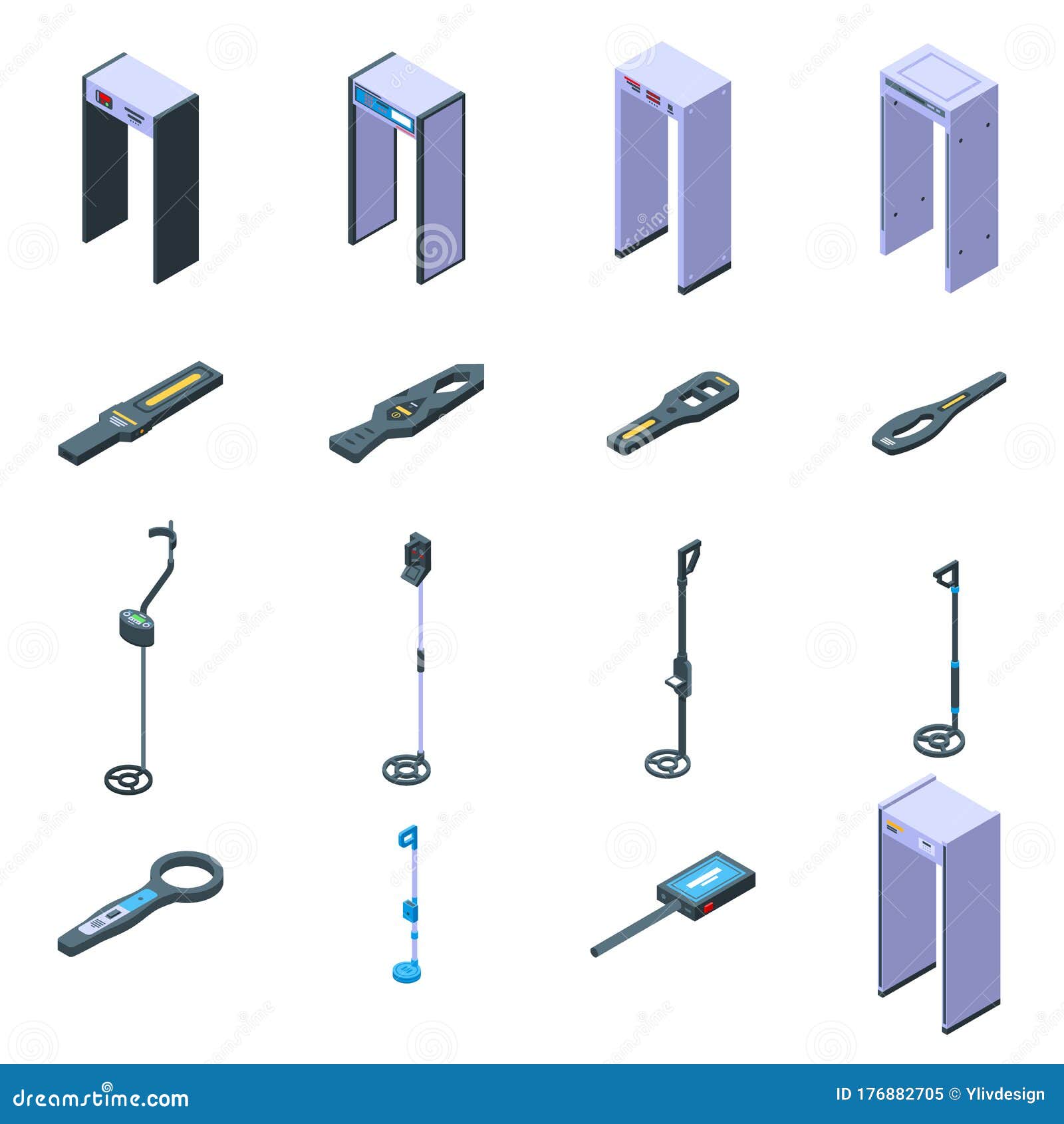 Metal Detector Icons Set, Isometric Style Stock Vector - Illustration ... Metal Detector Icons Set, Isometric Style Stock Vector - Illustration ...
