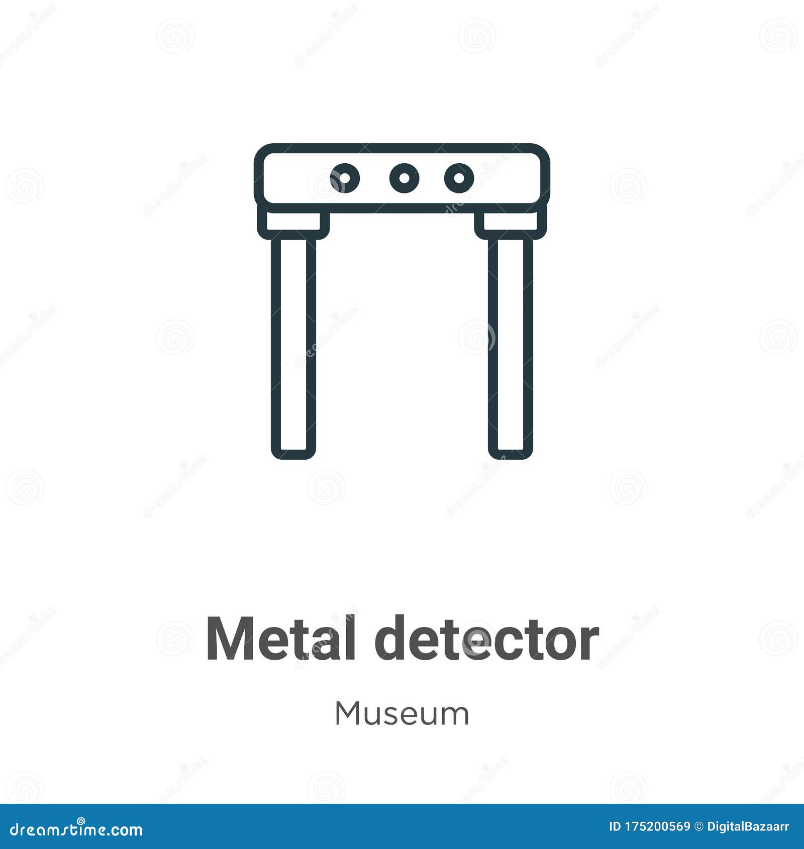 Metal Detector Outline Vector Icon. Thin Line Black Metal Detector Icon ...