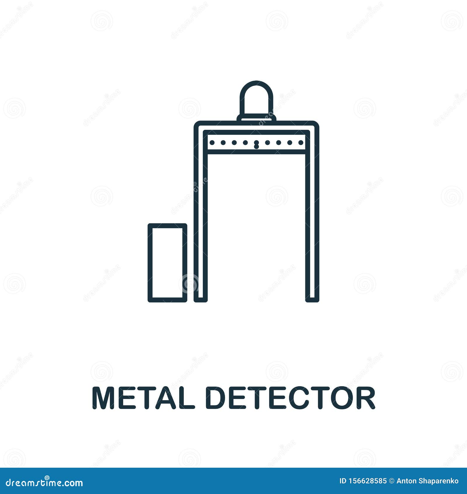 Metal Detector Thin Line Icon. Creative Simple Design from Security ...