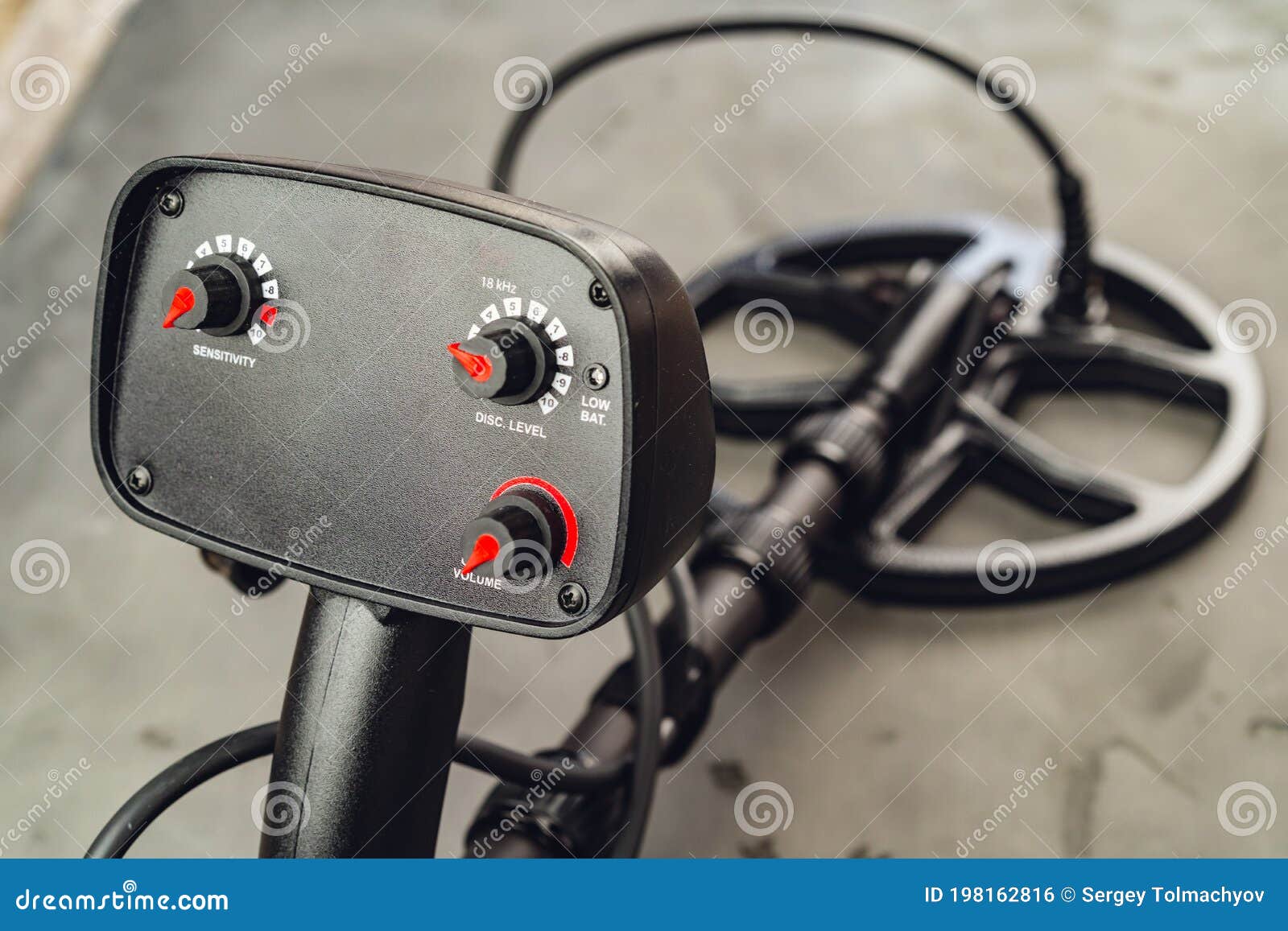 Metal Detector Tool on Concrete Background Close Up Stock Photo - Image ...