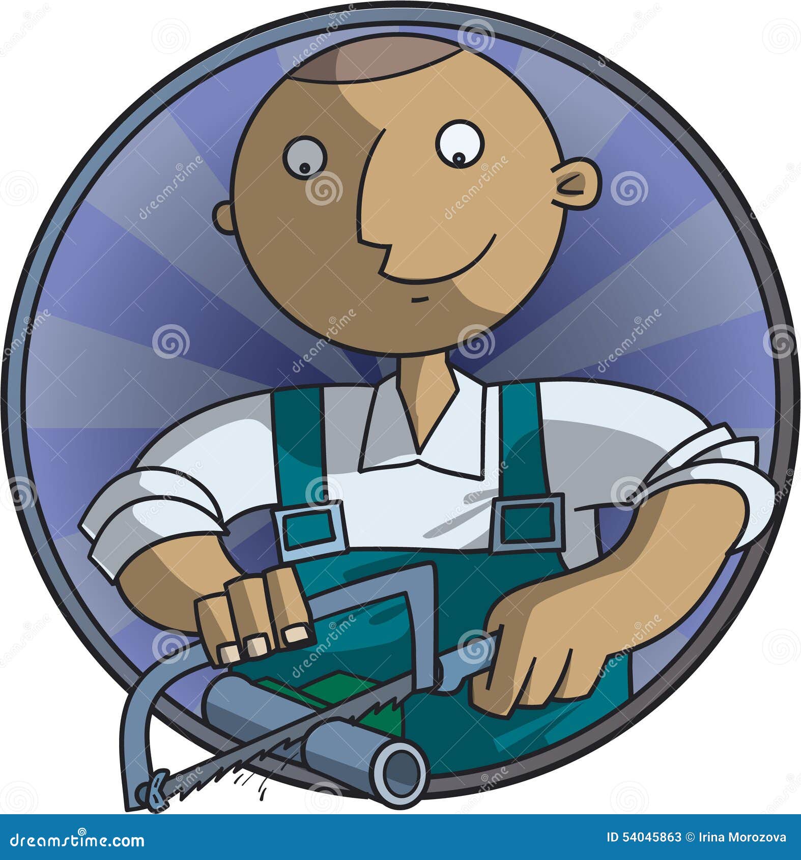 Metal Do Sawing Do Serralheiro Com Serrote Ilustração do Vetor ...