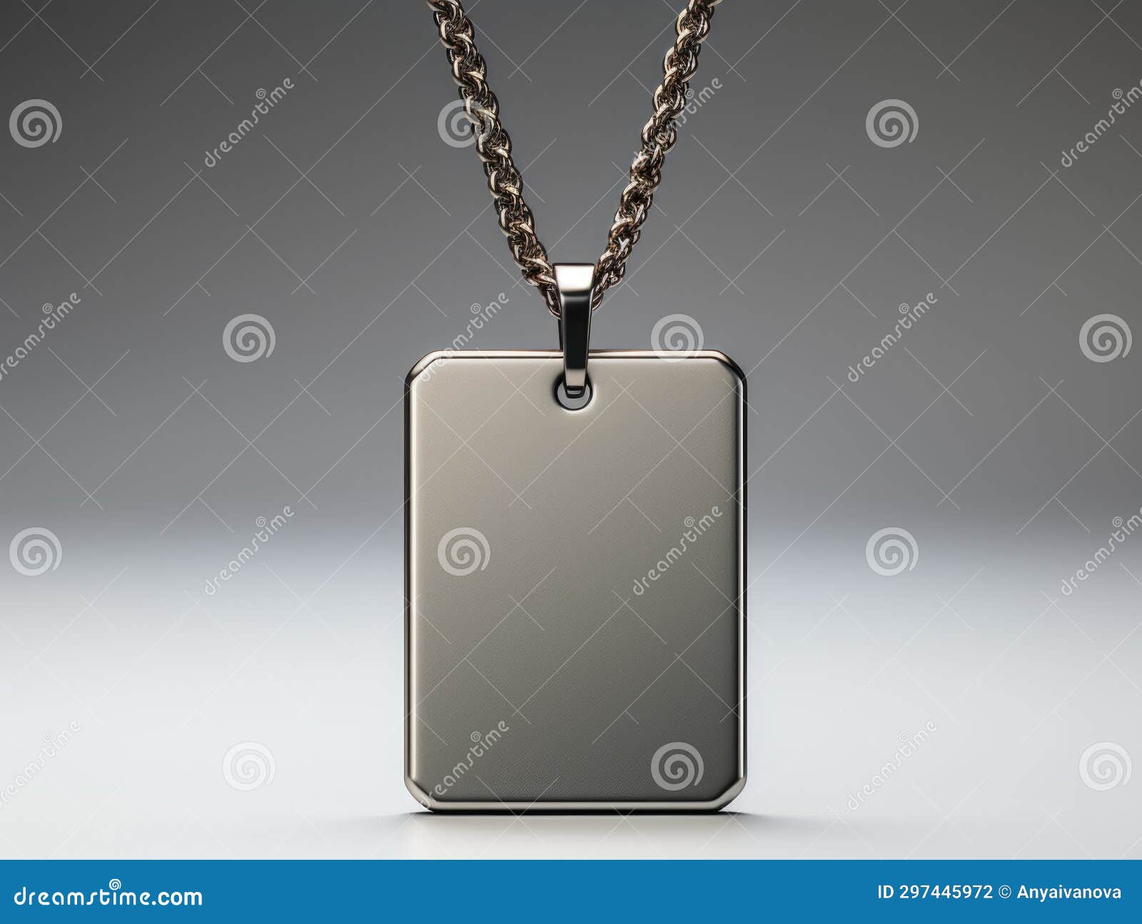 A Metal Dog Tag with a Chain on a Gray Background Stock Illustration ...
