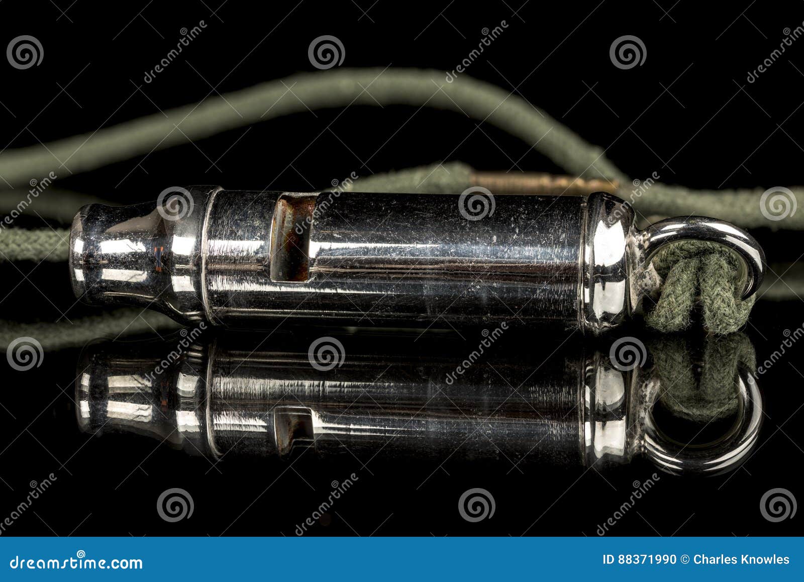 Metal Dog Whistle Attached To a Green String Stock Photo - Image of ...