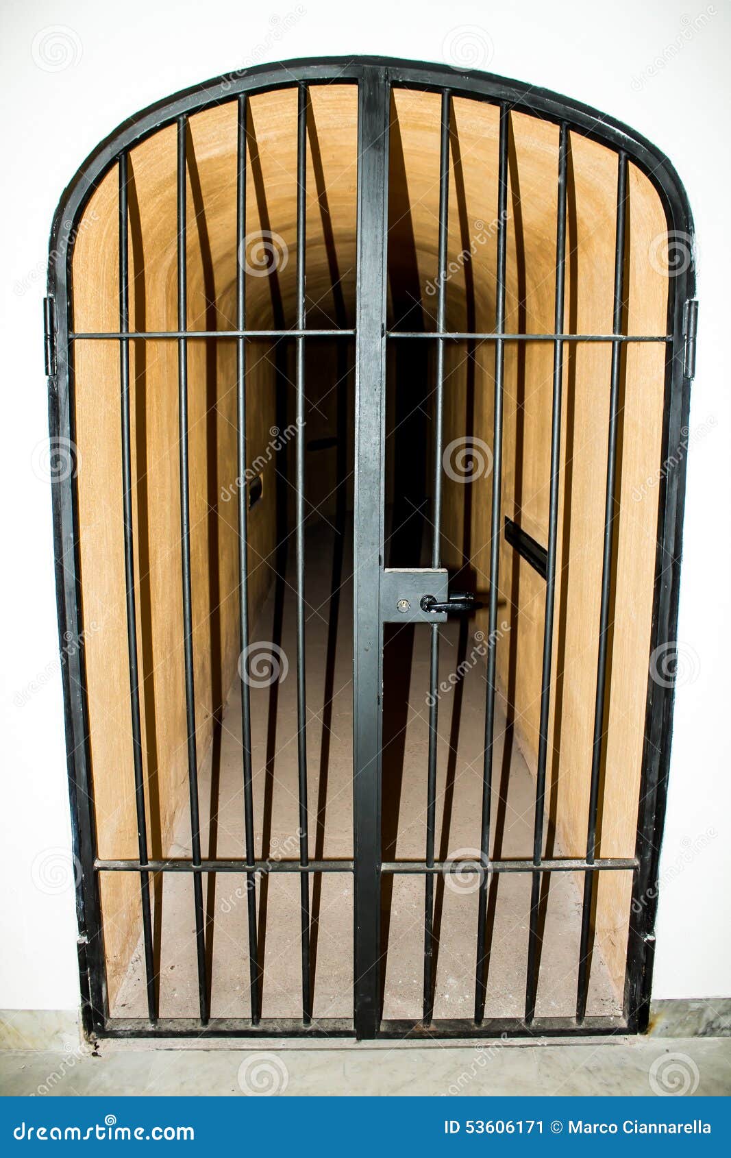 Metal Door With Bars In A Prison Stock Image - Image of corridor ...