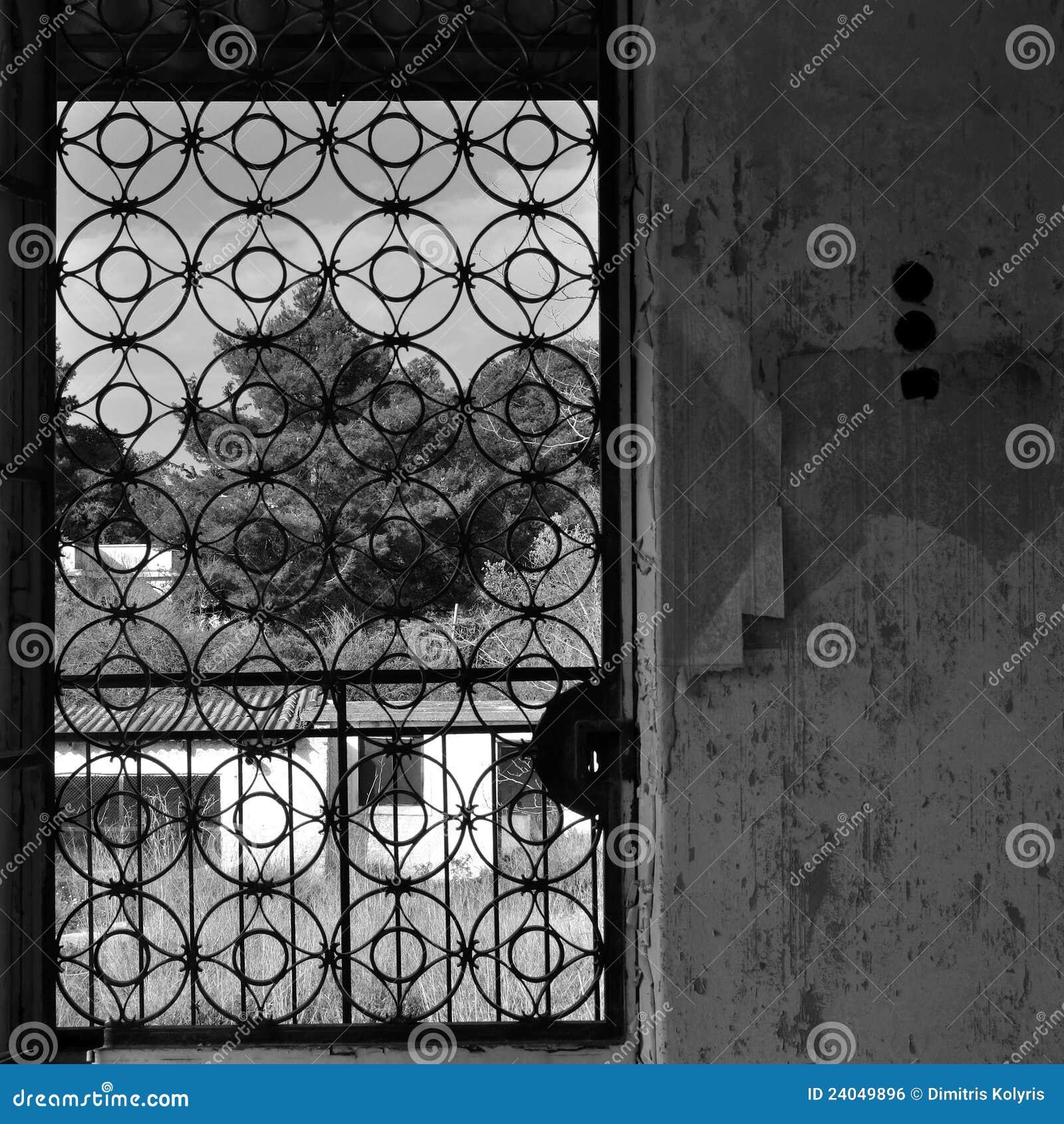 Metal Door with Circles Pattern Stock Photo - Image of architecture ...