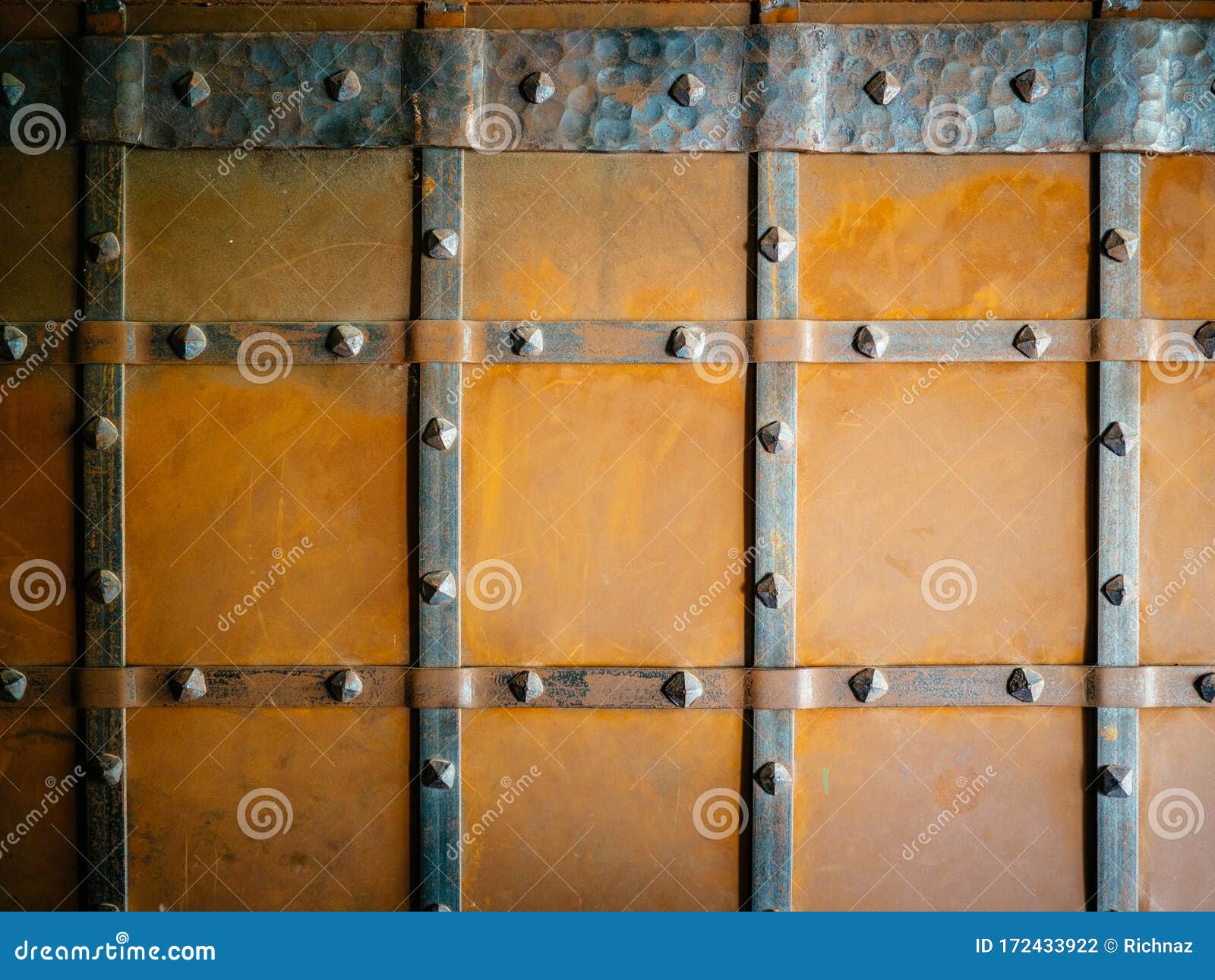 Metal Door Covered with Rust. Square Shapes Stock Photo - Image of aged ...