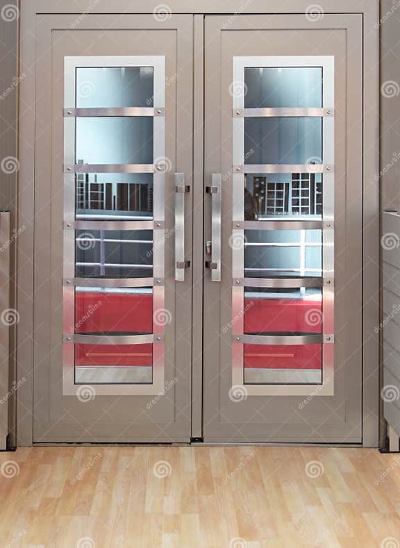 Metal Doors stock image. Image of office, double, entrance - 119585631