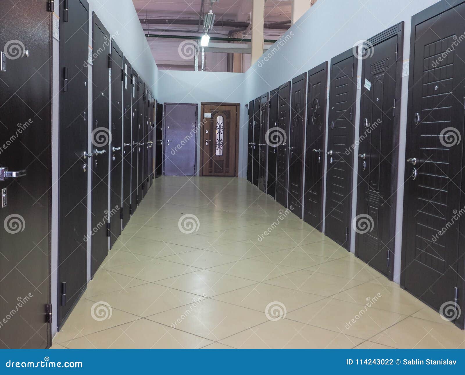 Metal Doors at the Shop Doors. Stock Photo - Image of close, factory ...