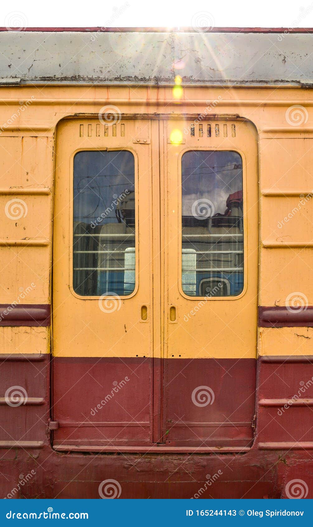 Metal Doors On The Train, Orange Train Doors Royalty-Free Stock Photo ...