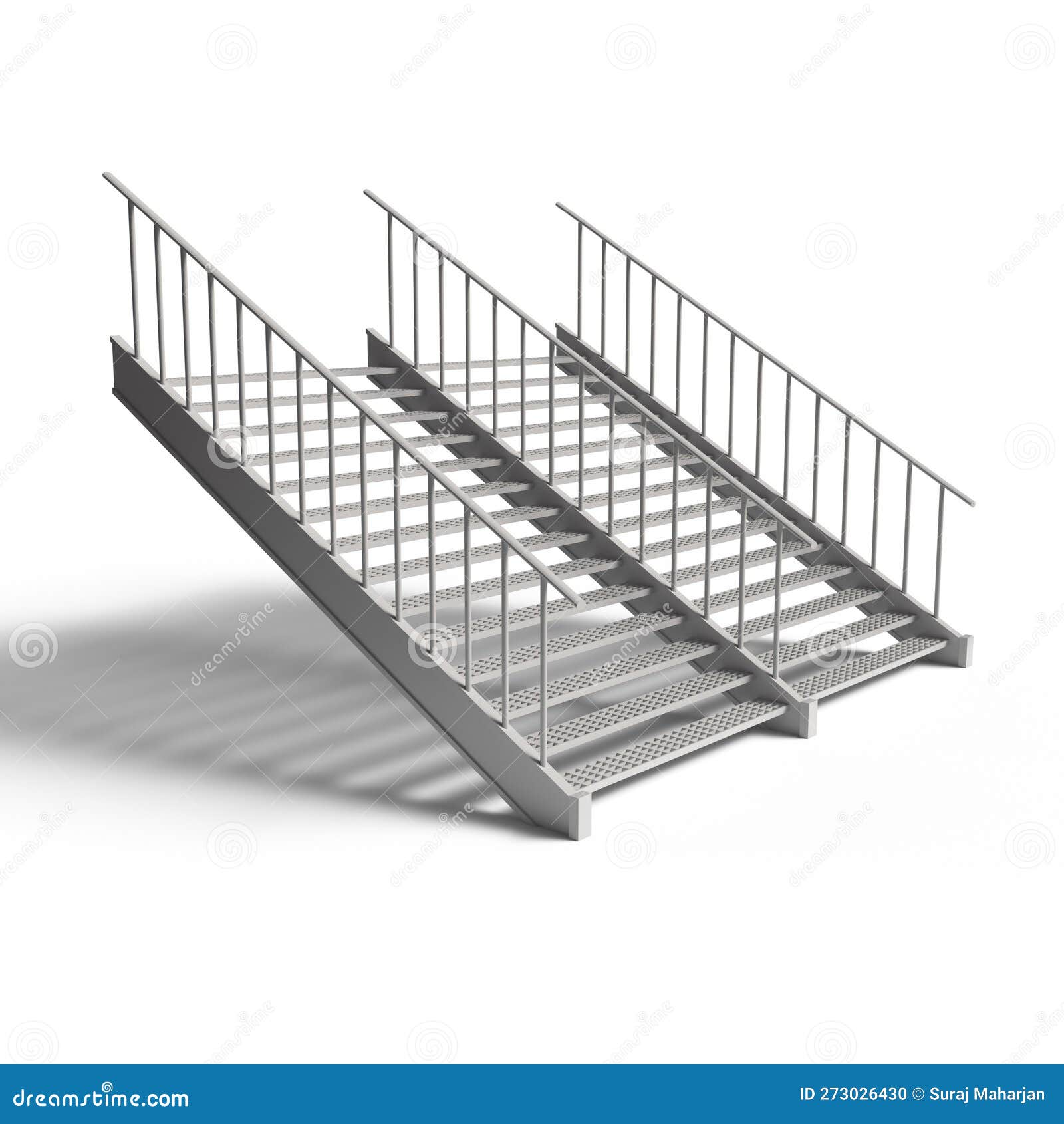 Metal Double Stair Isolated in White Background Stock Illustration ...