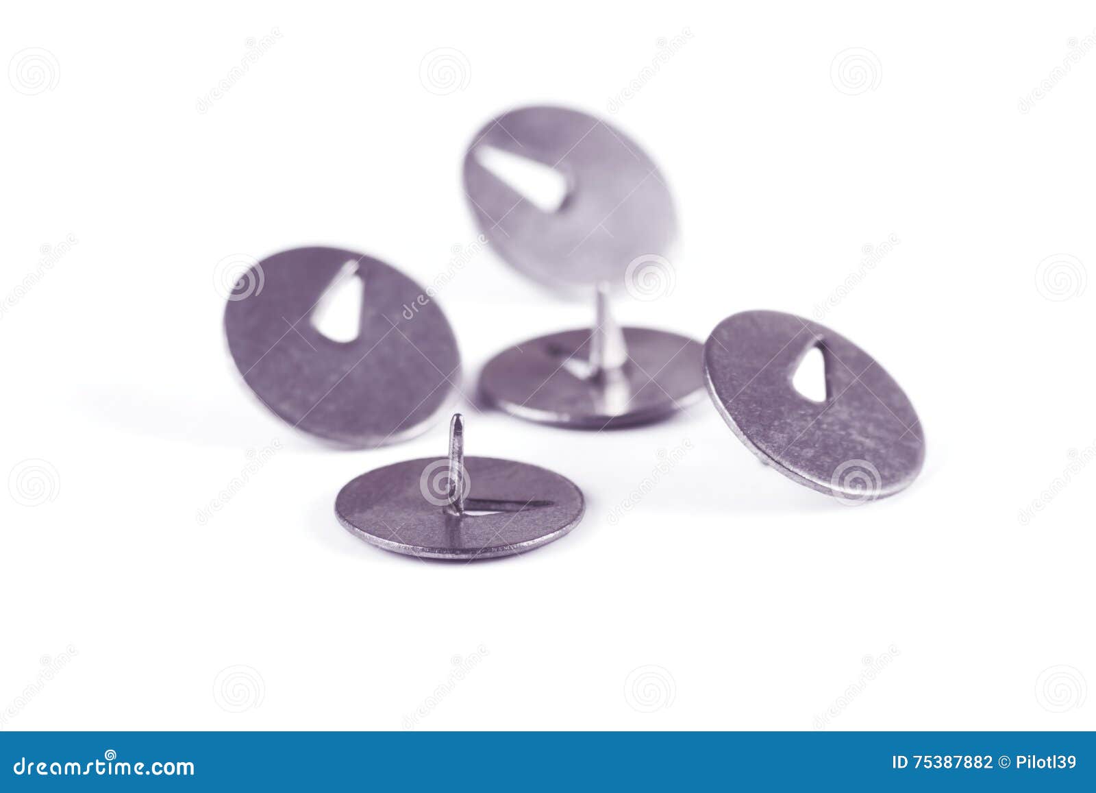 Metal drawing pins stock photo. Image of object, pinned - 75387882