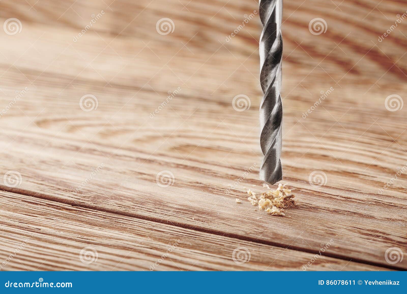 Metal Drill Bit Make Holes in a Wooden Board with Expressive Texture ...