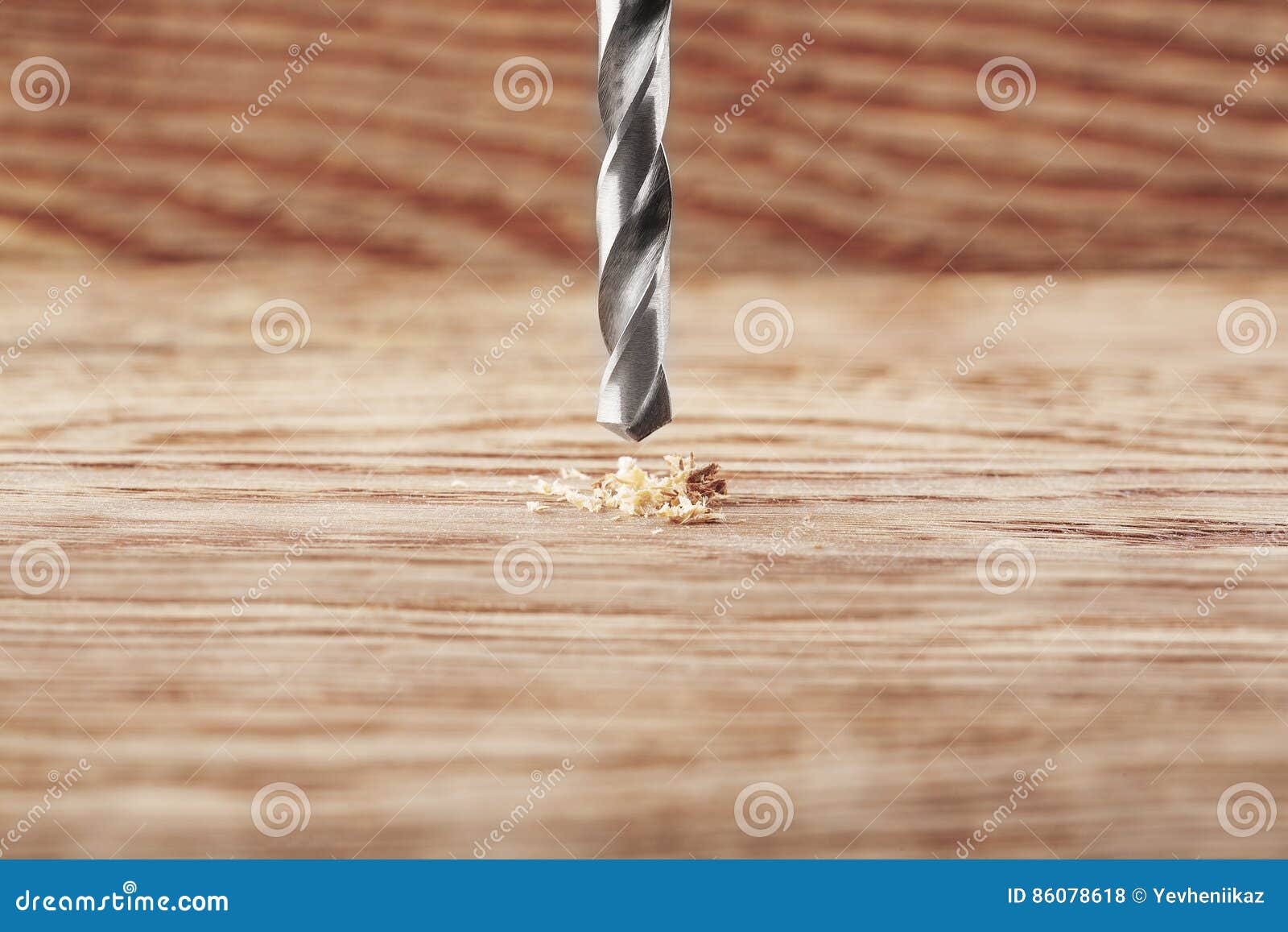 Metal Drill Bit Make Holes in a Wooden Board with Expressive Texture ...