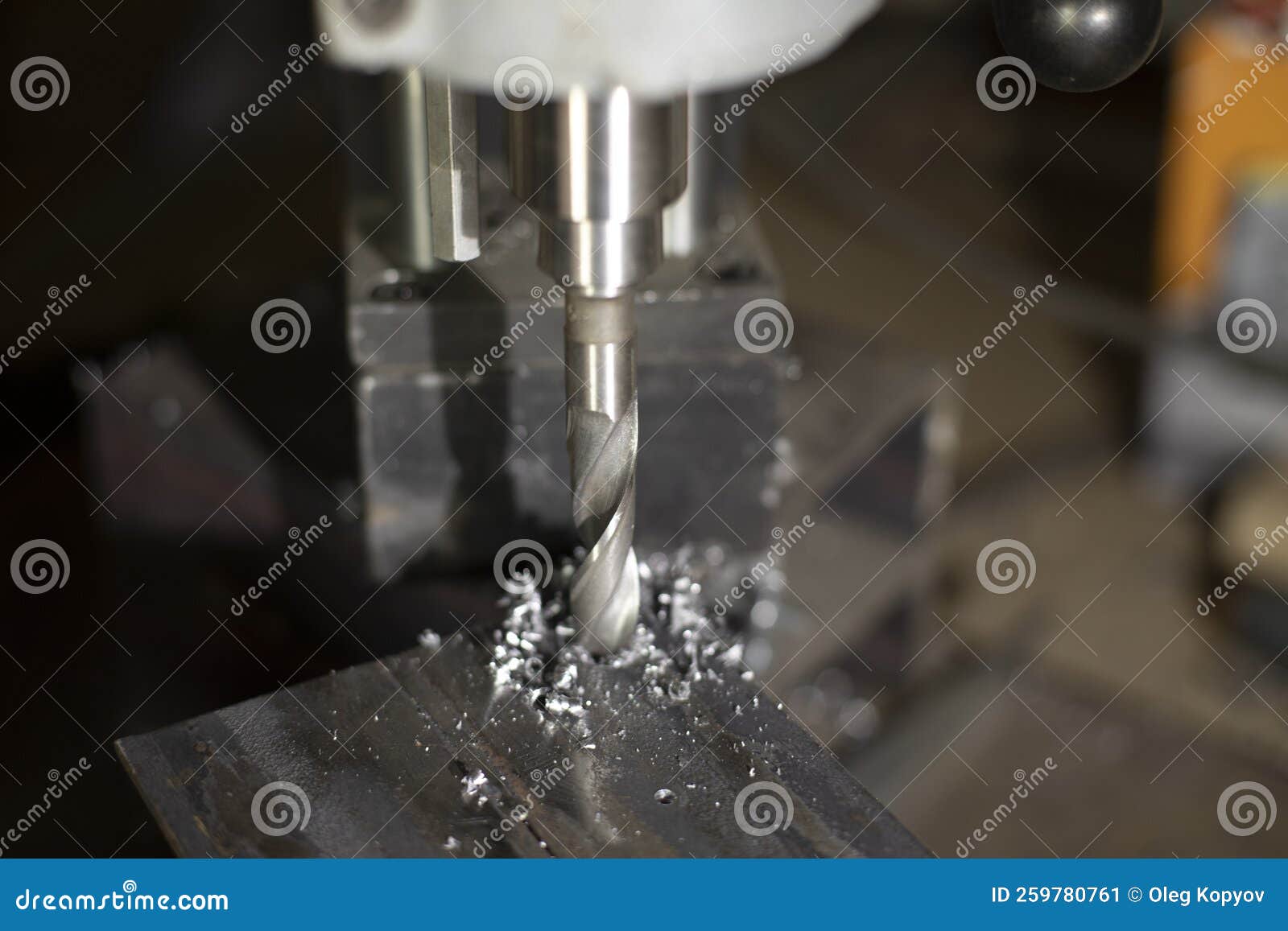 Metal Drilling. Large Drill Bits Steel Stock Image - Image of electric ...