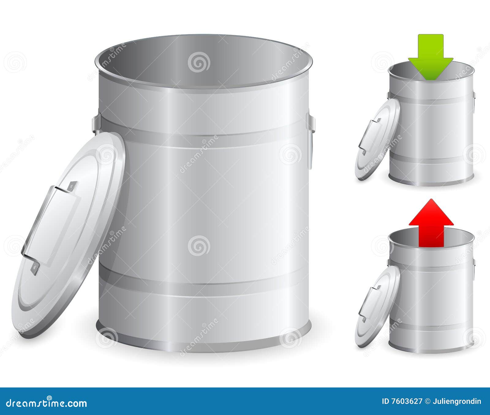 Metal dustbin stock vector. Illustration of basket, cutout - 7603627