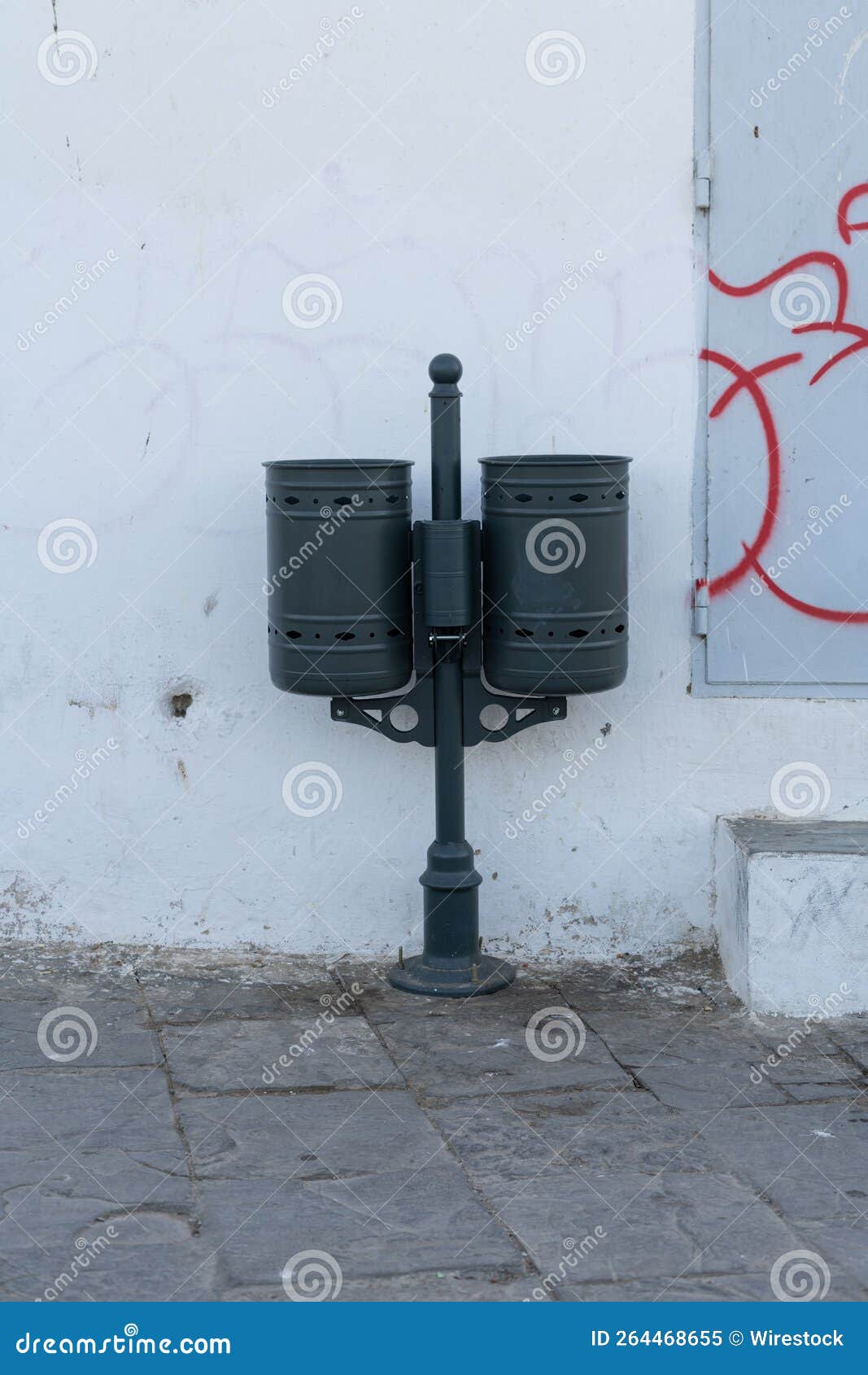 Metal Dustbins on the Side of the Street Stock Image - Image of clean ...