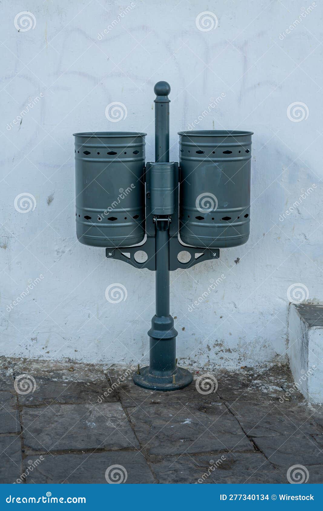 Metal Dustbins on the Side of the Street Stock Photo - Image of rubbish ...
