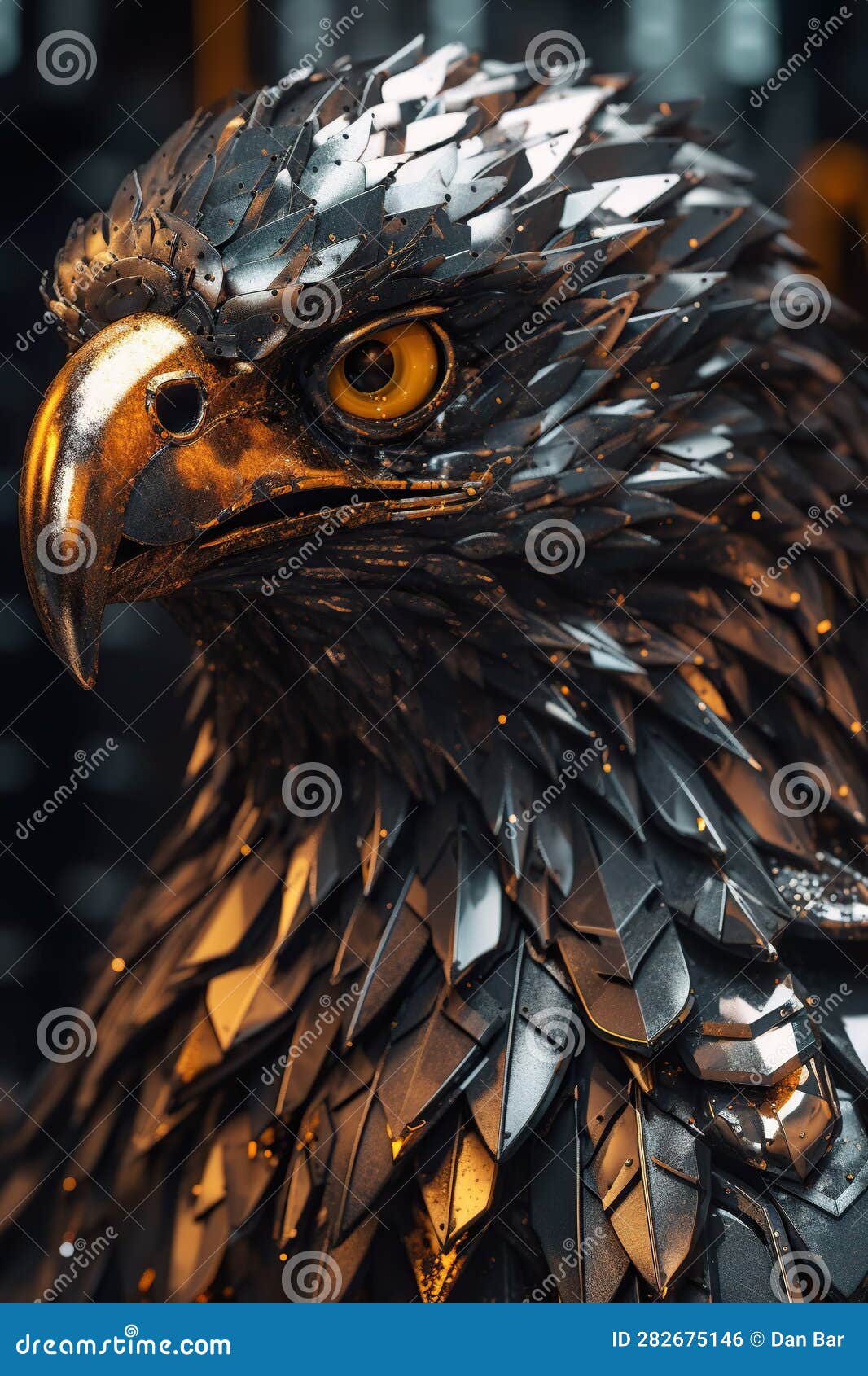 Metal Eagle Head Portrait. Generative AI Stock Illustration ...