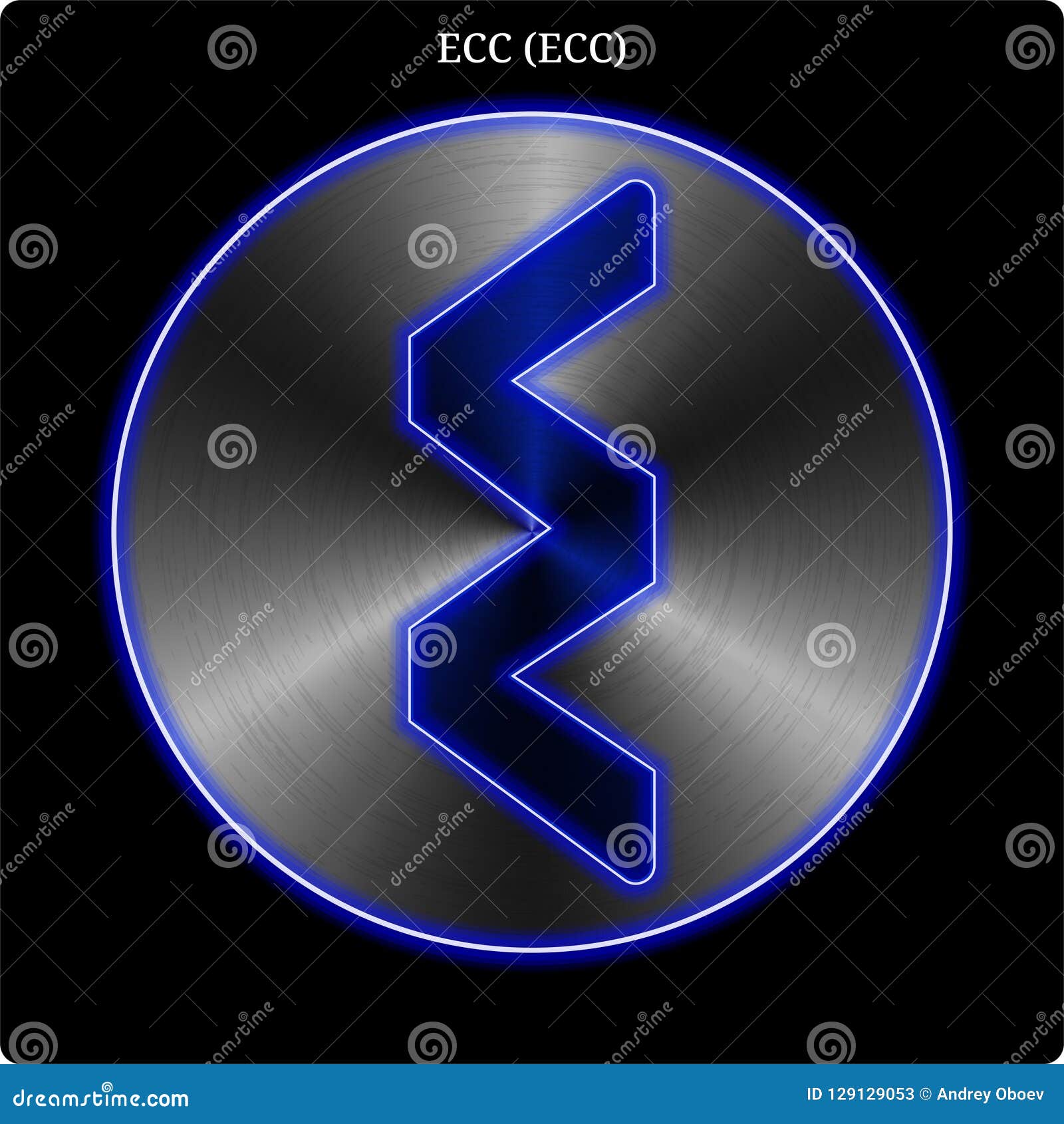 Metal ECC ECC Coin Witn Blue Neon Glow. Stock Vector - Illustration of ...