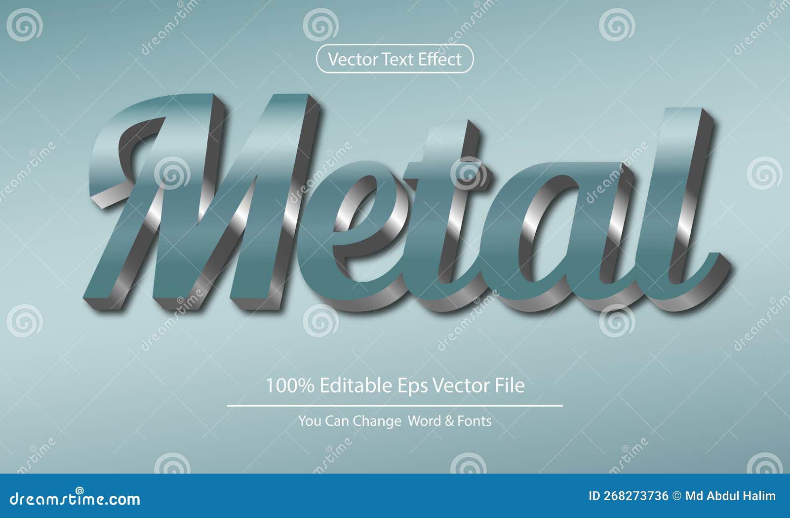 Metal Editable Text Effect Template Stock Illustration - Illustration ...