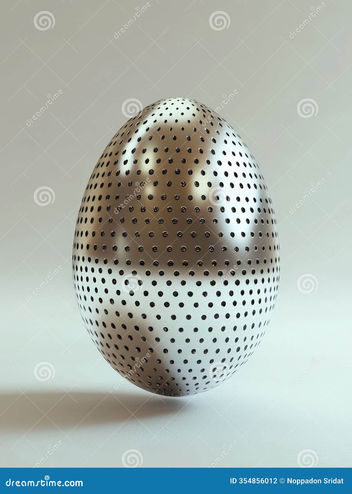 Metal Egg Shaped Object with Holes and Intricate Pattern on a White ...