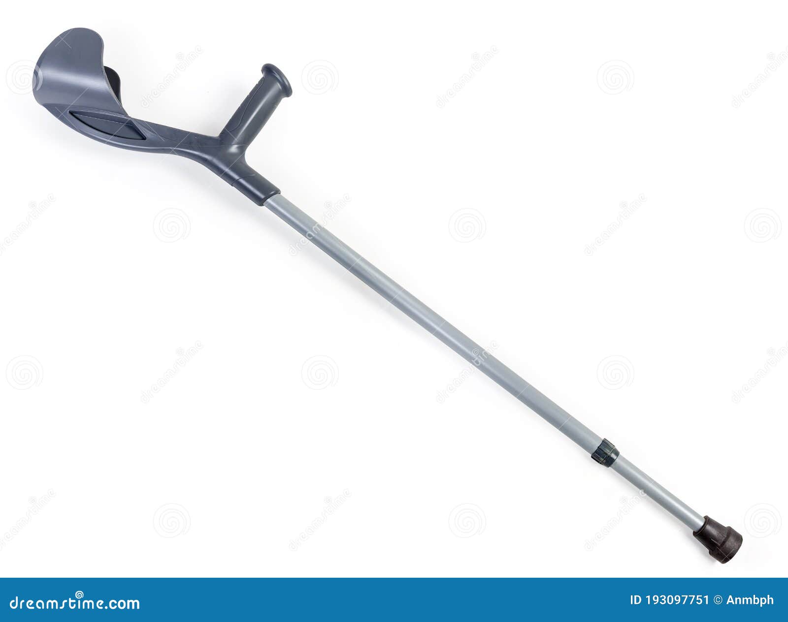 Metal Elbow Crutch with Plastic Handle on a White Background Stock ...