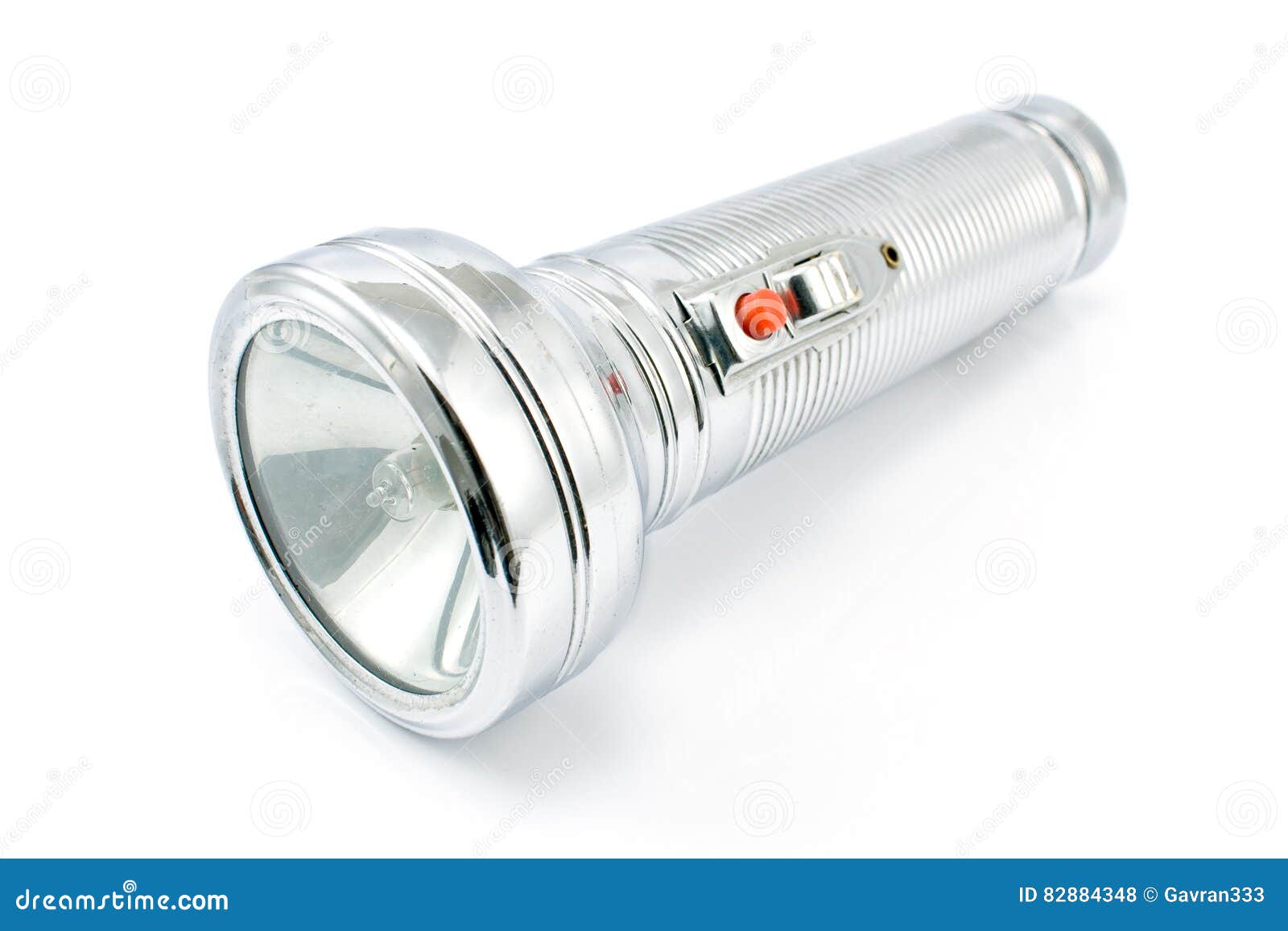 Metal Electric Flashlight Isolated Stock Photo - Image of white, bulb ...