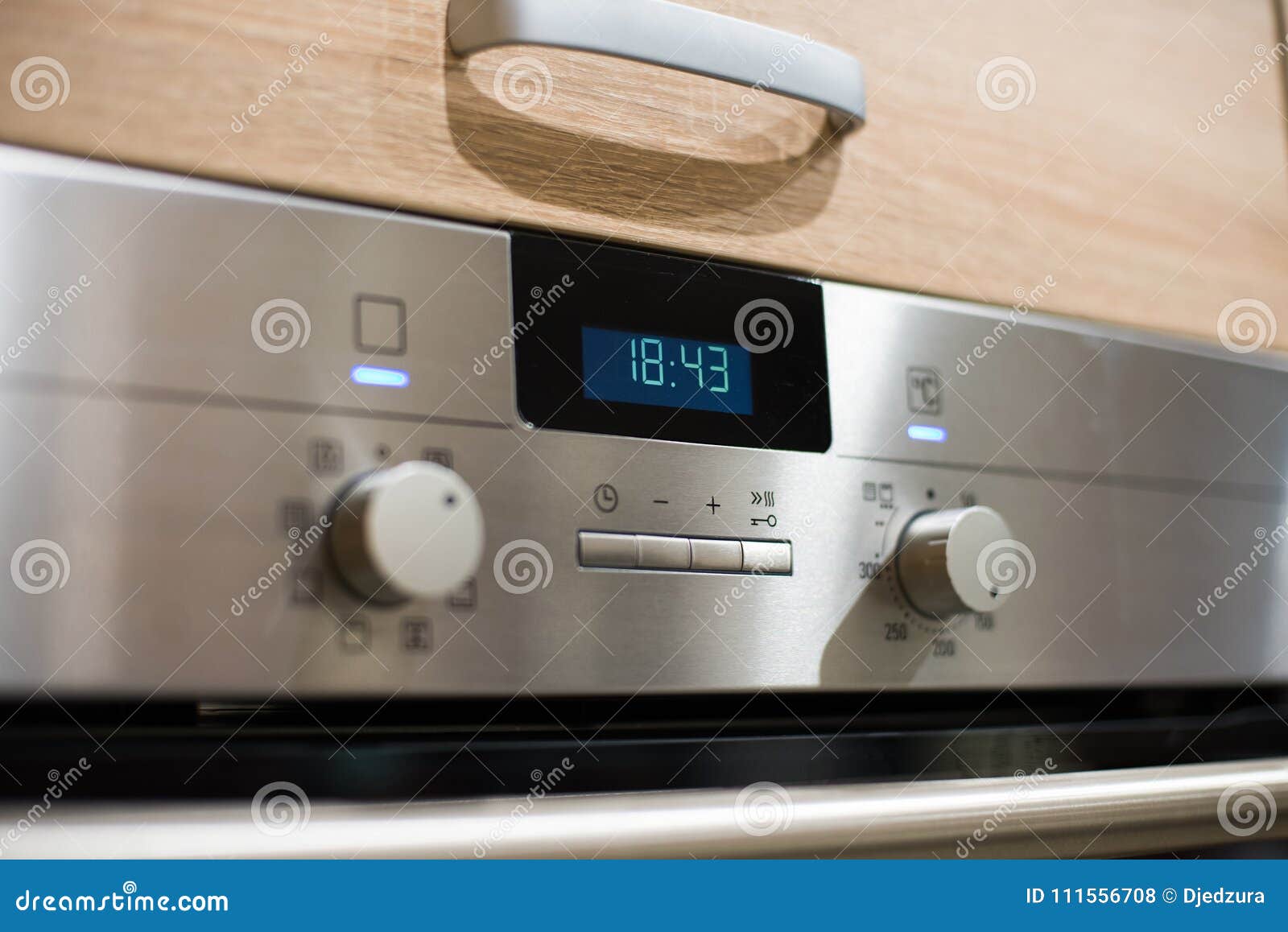 Metal Electric Kitchen Oven Control Panel Stock Photo - Image of clock ...