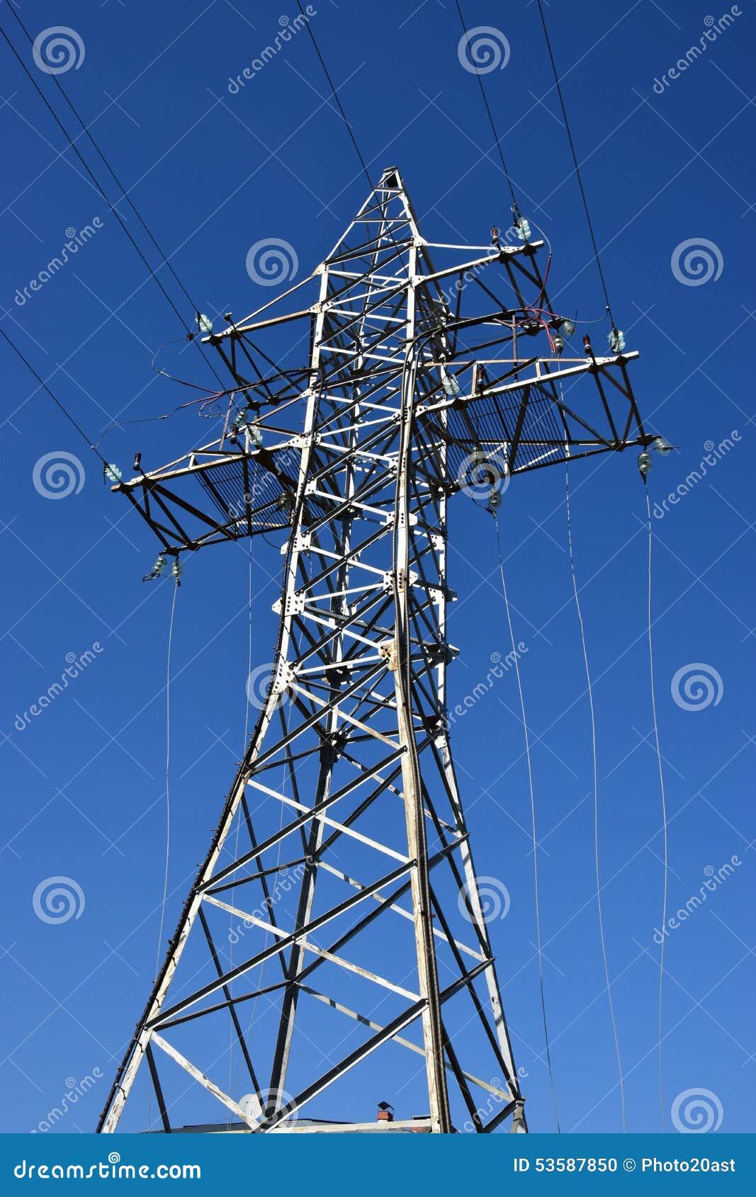 Metal electric pylon stock photo. Image of detail, view - 53587850