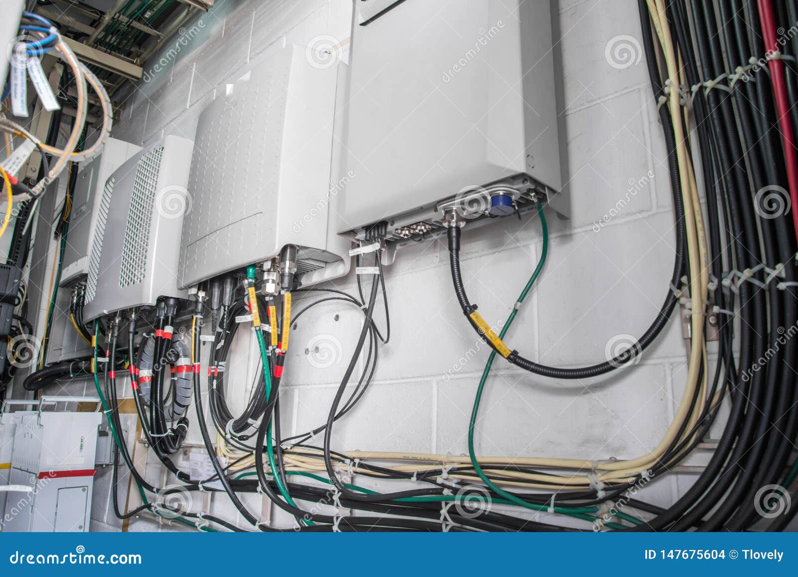 Metal Electricity Control Box with Sign on the Wall Stock Photo - Image ...