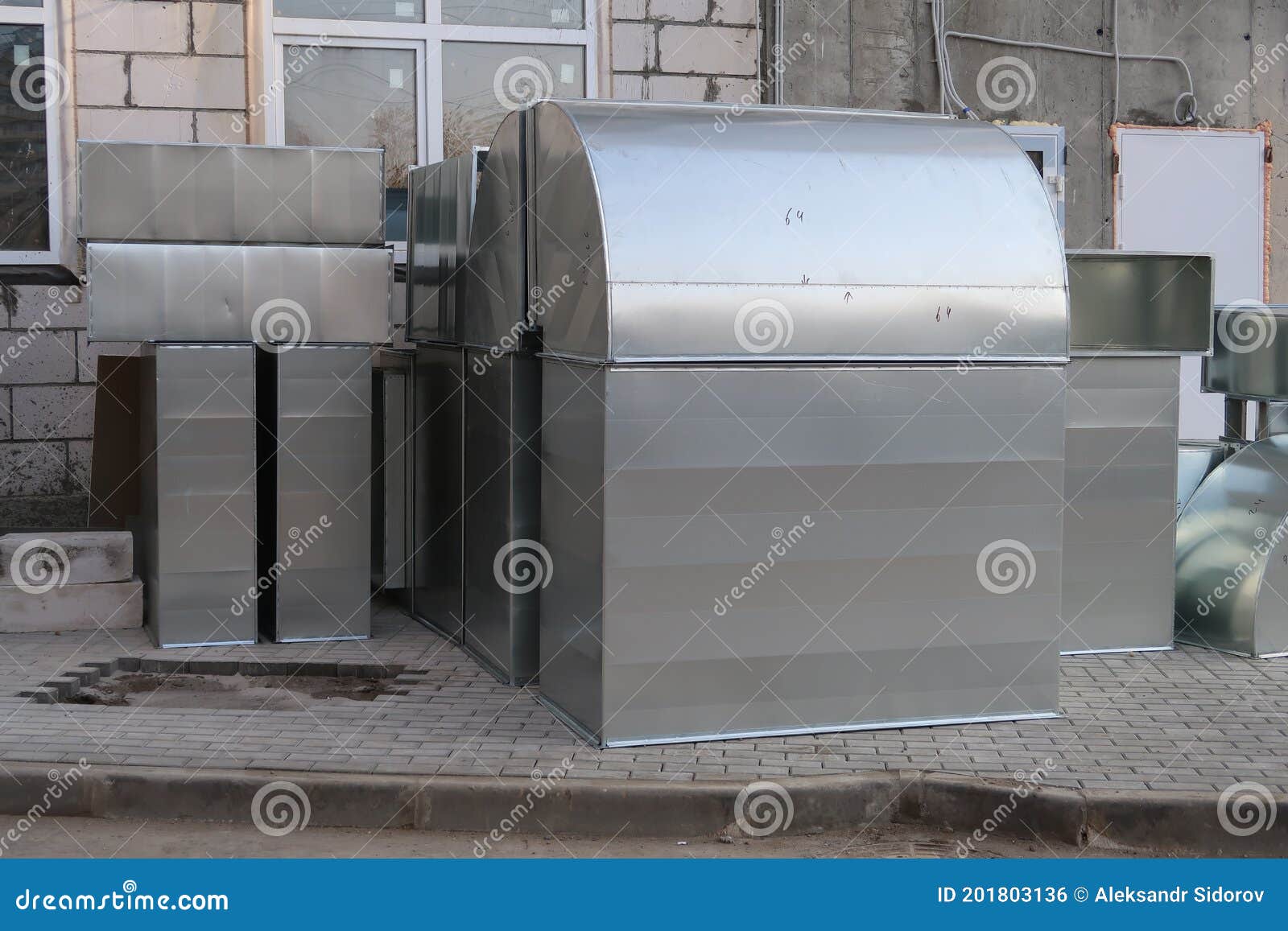 Metal Elements of the Ventilation System Stacked at the Construction ...