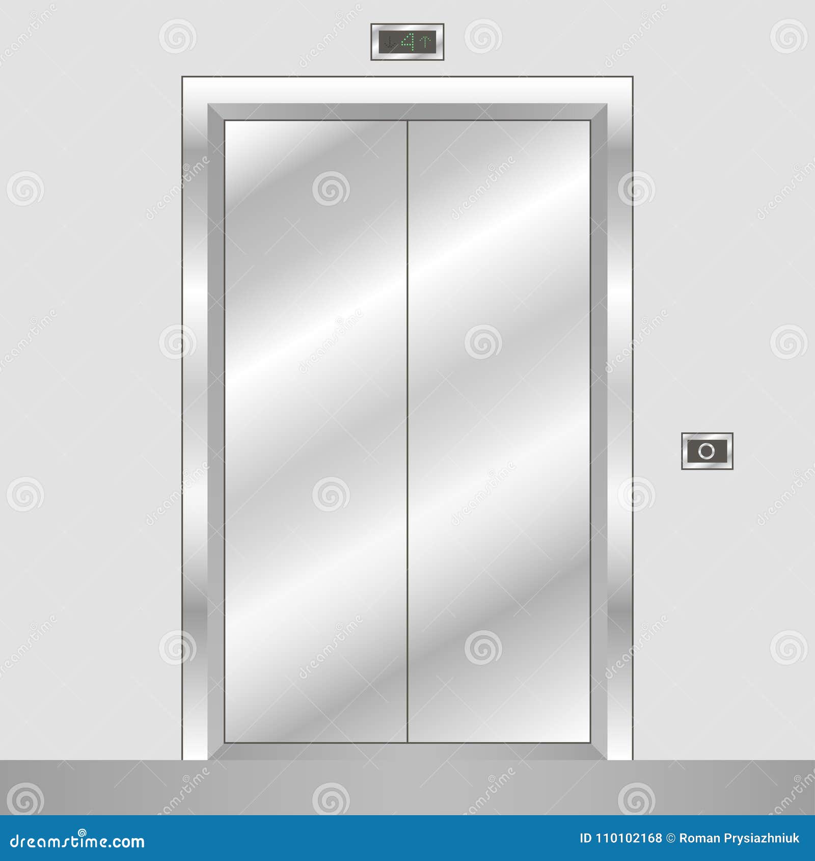 Sky Lift Vector Ilustration. Realistic Half Open Metal Elevator Door To ...
