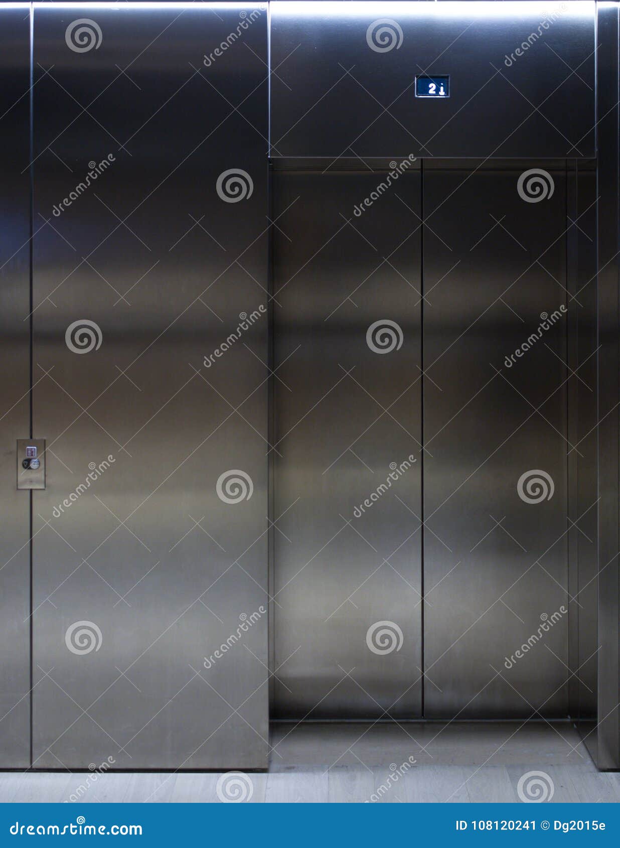 Metal Elevator Doors Closed on Second Floor Stock Image - Image of door ...