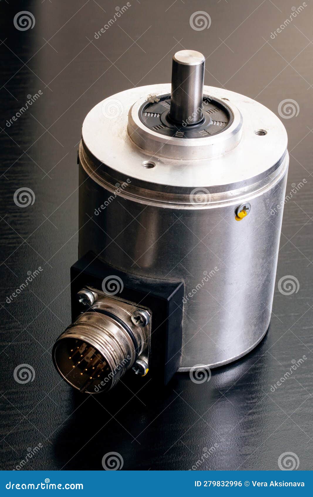 Metal Encoder on a Black Wooden Table Stock Photo - Image of frequency ...