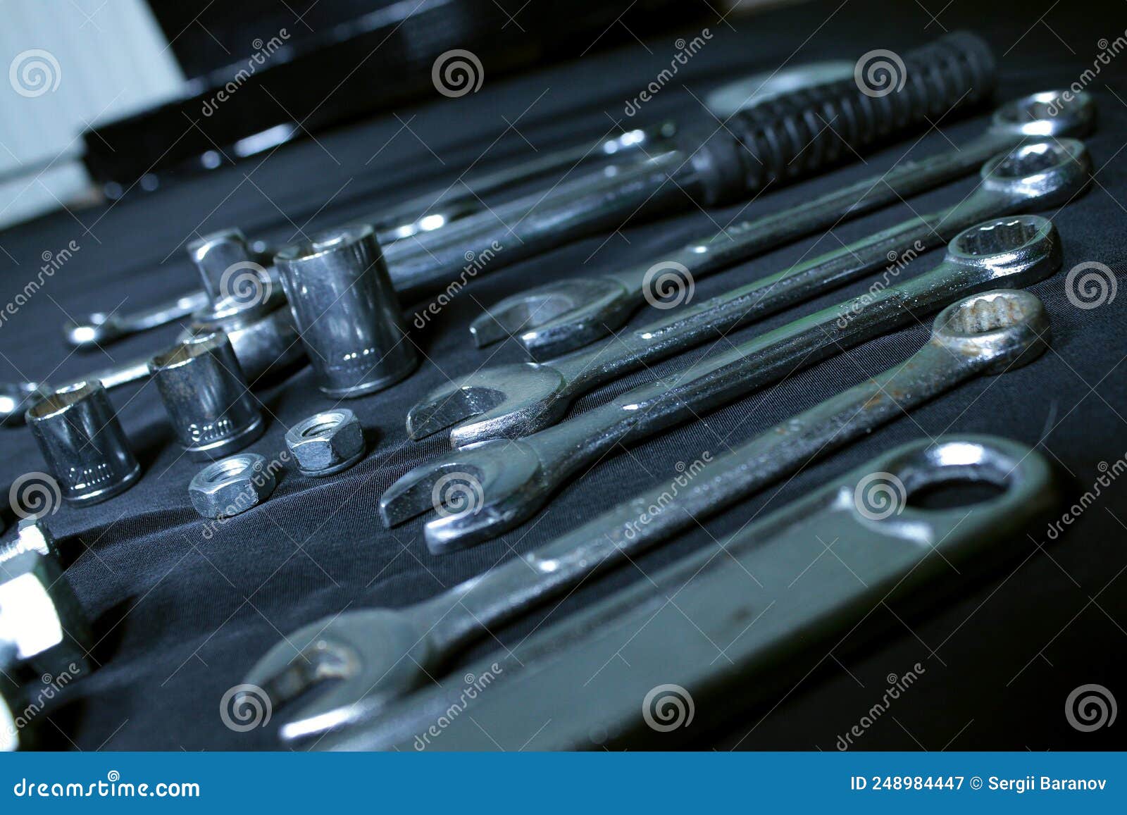 Metal Engineering Hand Tools on Angle Shelf in Workshop Stock Image ...