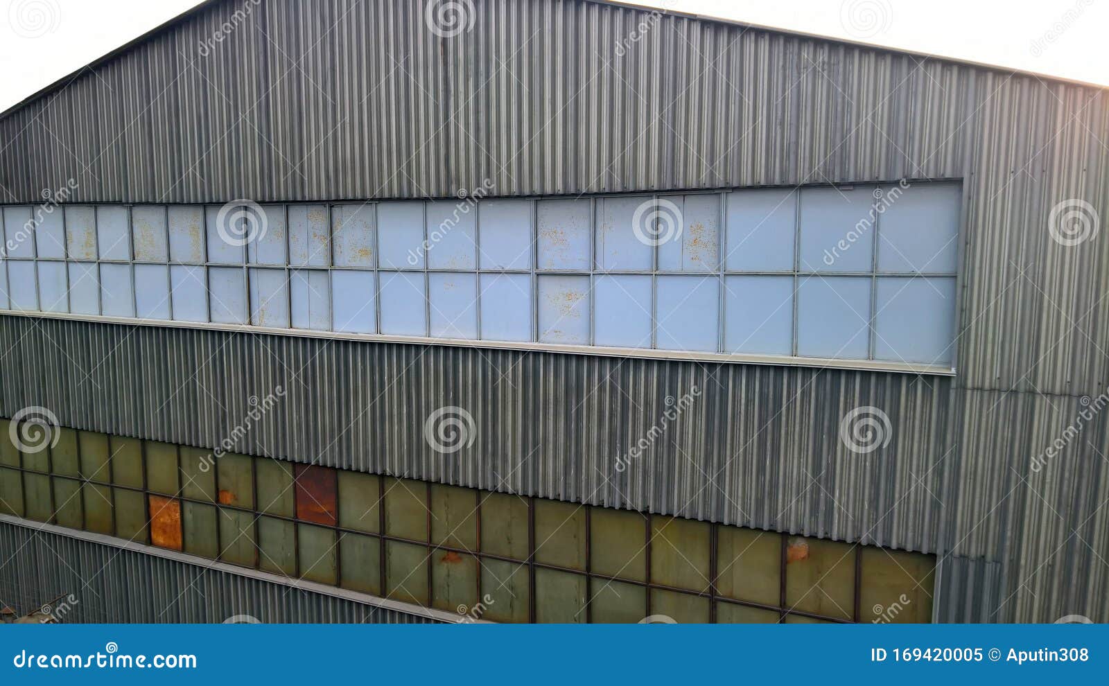 Metal Facade of the Building. Closed Windows and Roof Stock Image ...