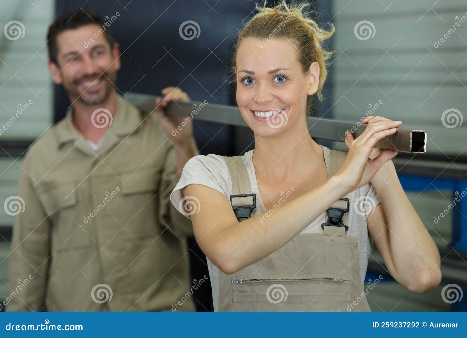 Metal Factory Workers Posing and Smiling Stock Photo - Image of ...